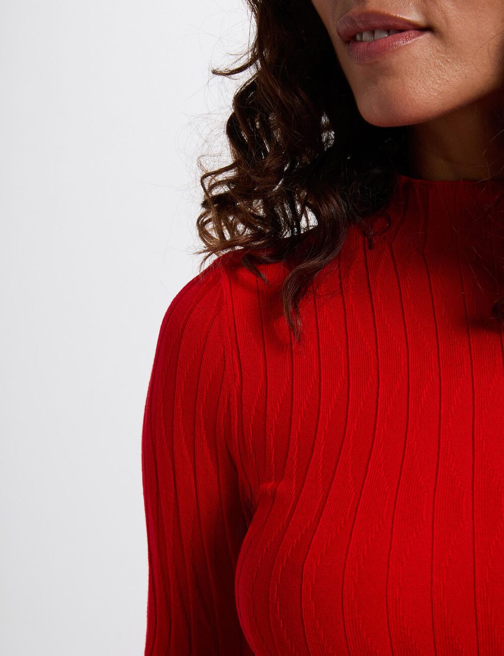 Pull col montant rouge femme | Morgan