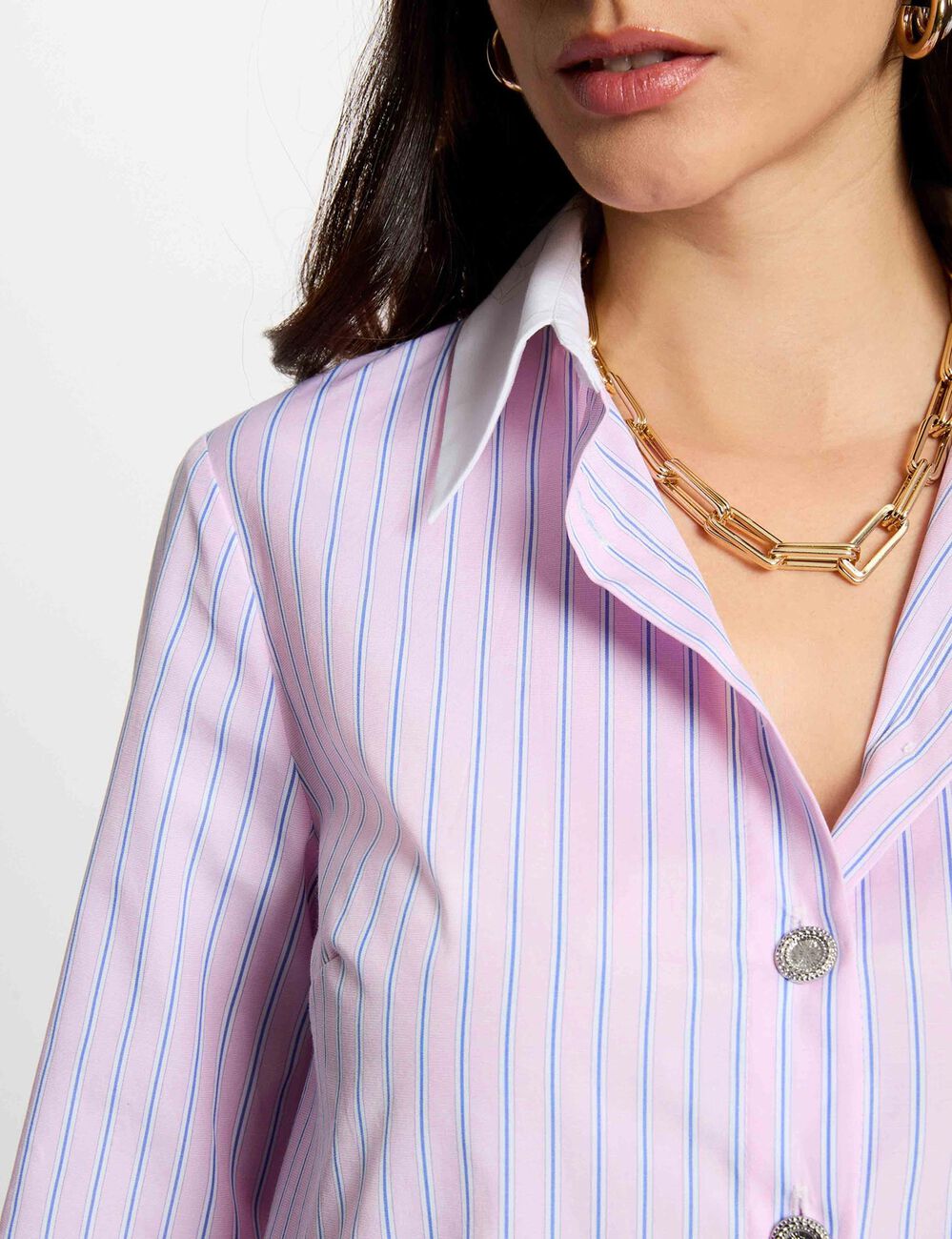 Chemise manches longues rayée rose femme | Morgan