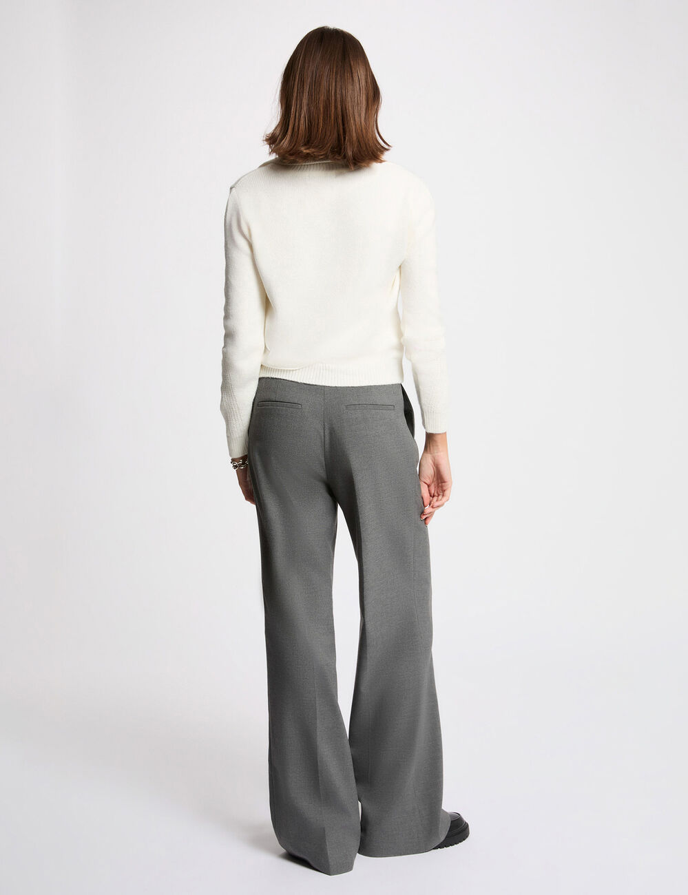 Pull col revers blanc femme | Morgan