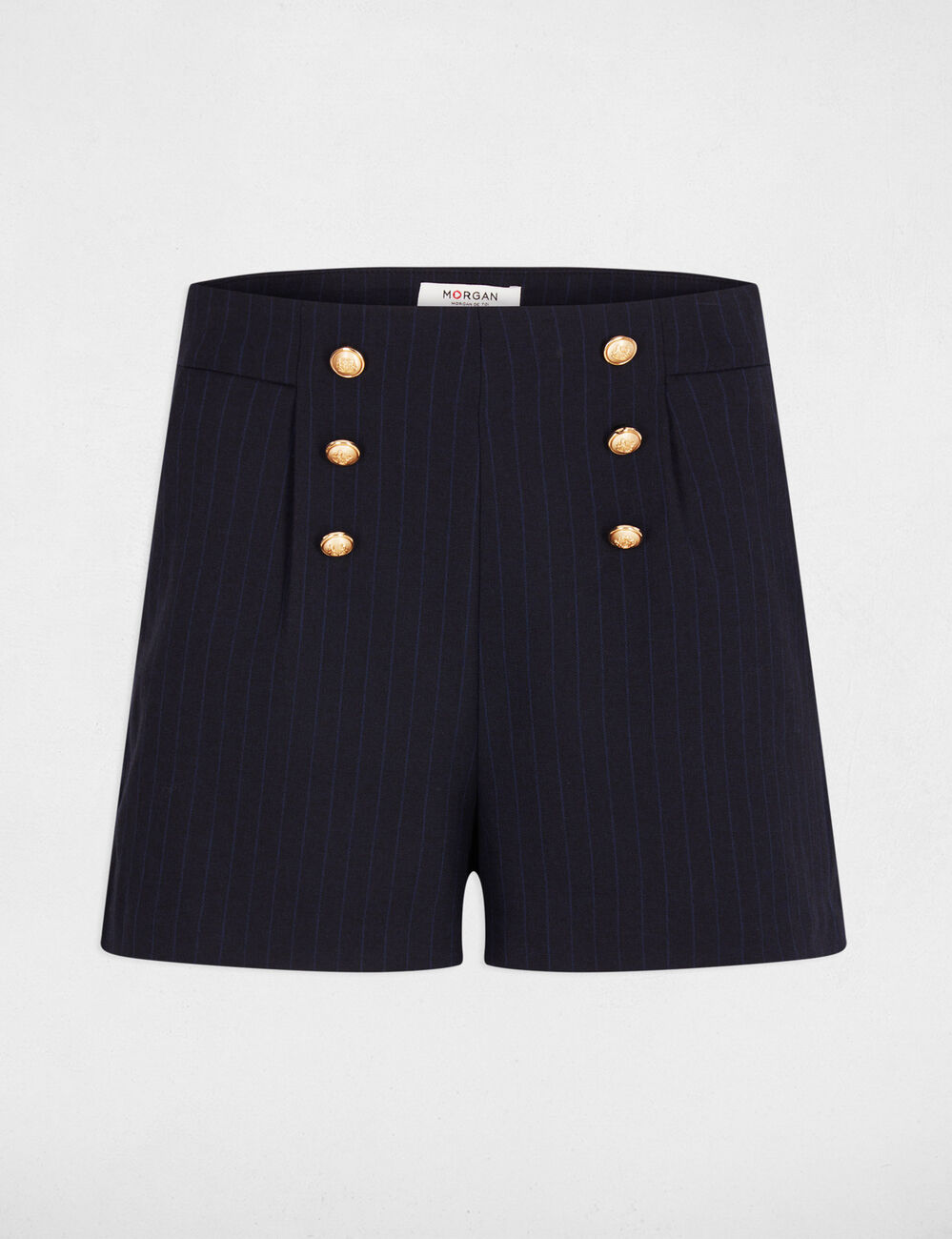 Short taille haute boutons bleu marine femme | Morgan