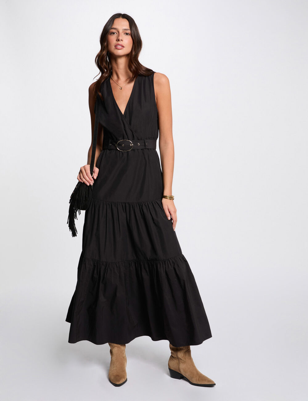 Robe longue droite noir femme | Morgan