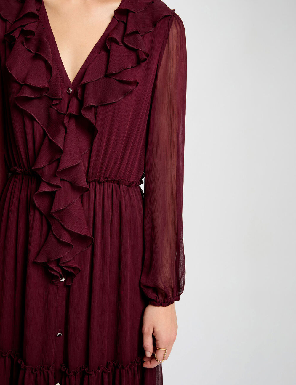 Robe longue fluide prune femme | Morgan