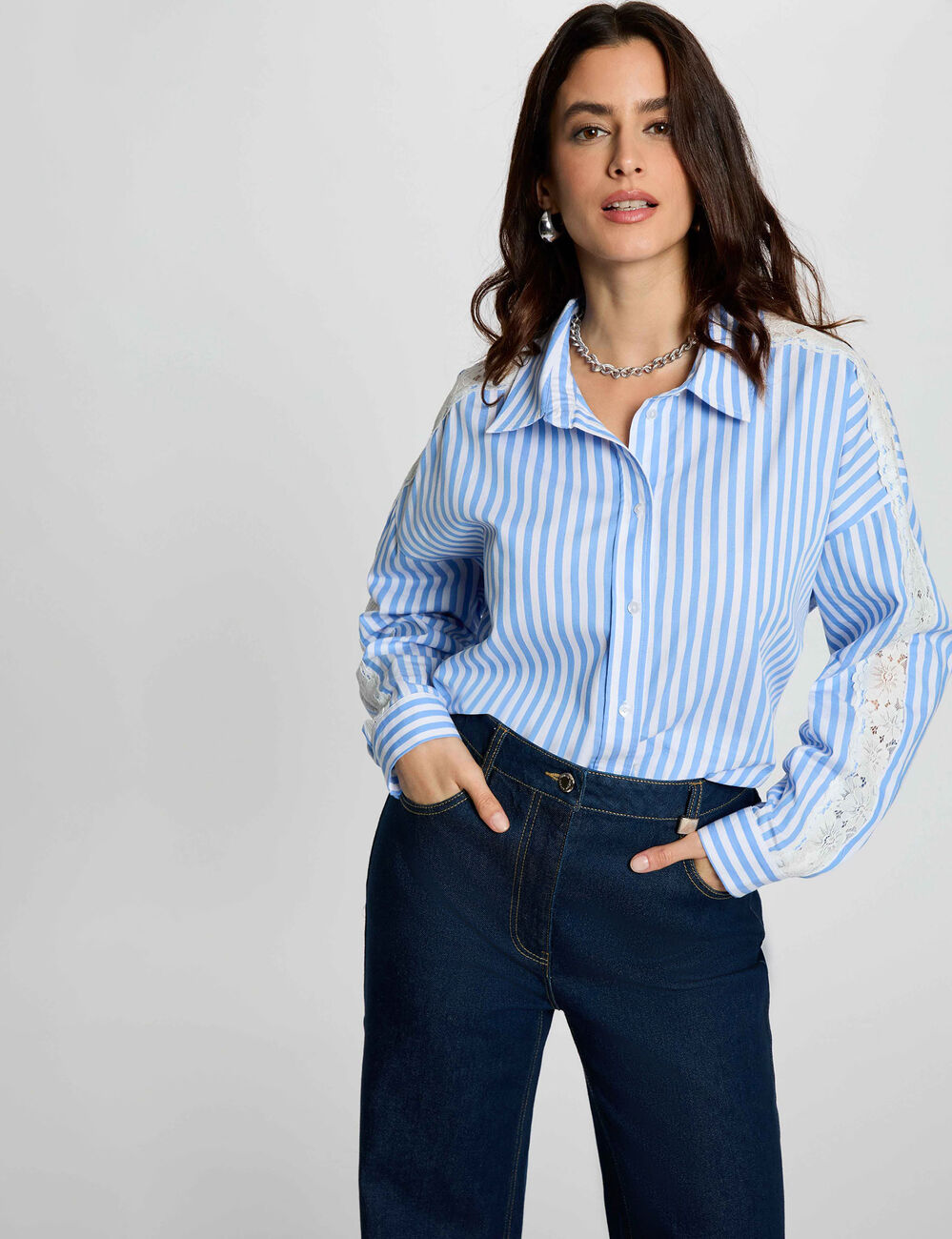 Chemise manches longues rayée multicolore femme | Morgan