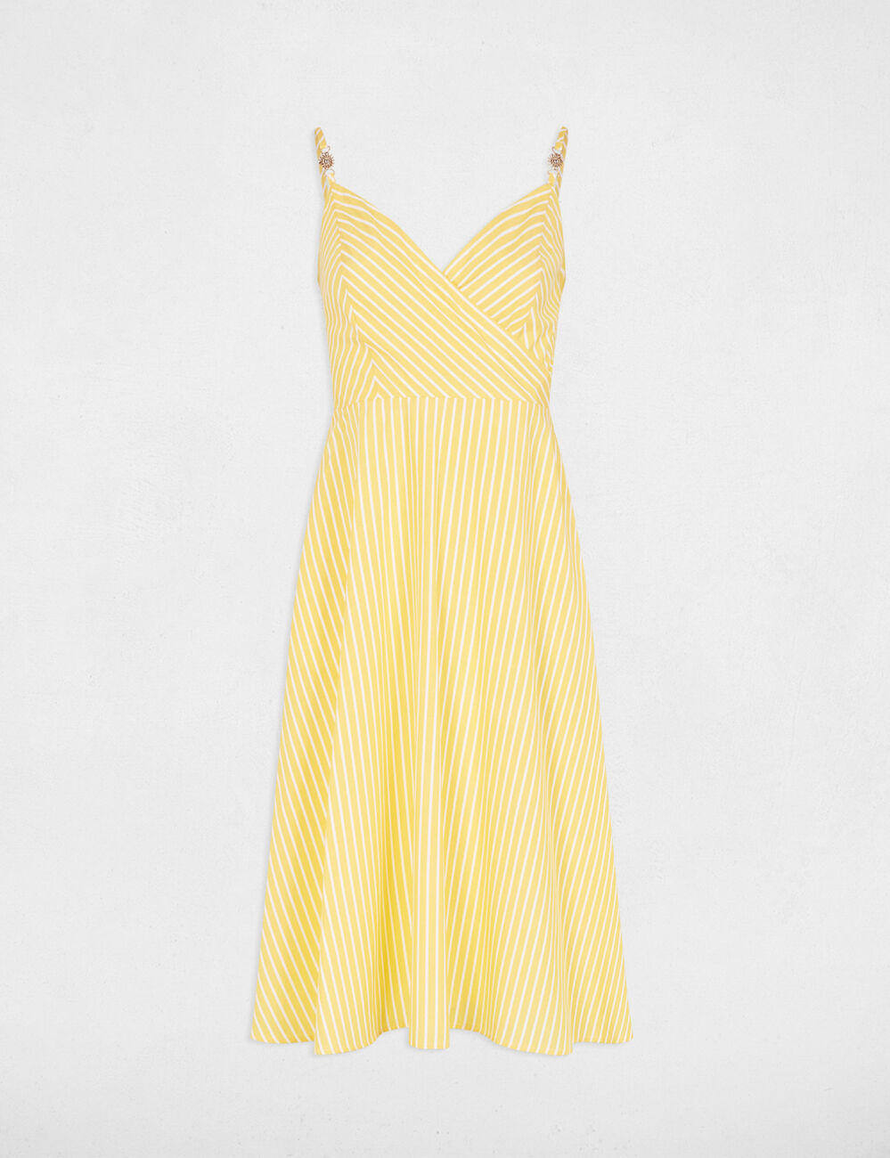 Robe cache-coeur rayée jaune clair femme | Morgan