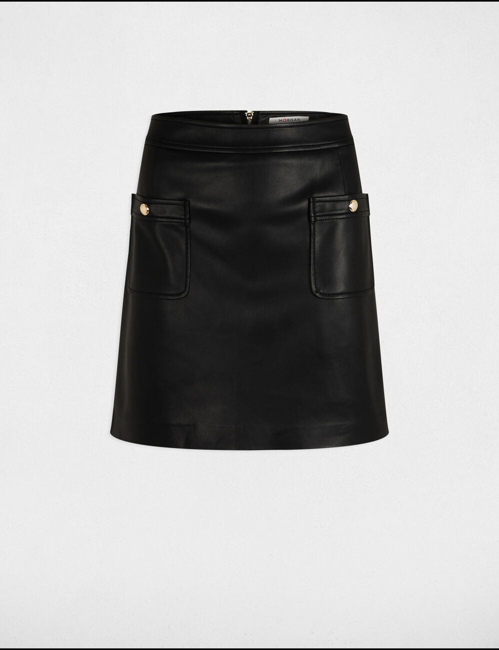 Jupe courte simili cuir noir femme | Morgan