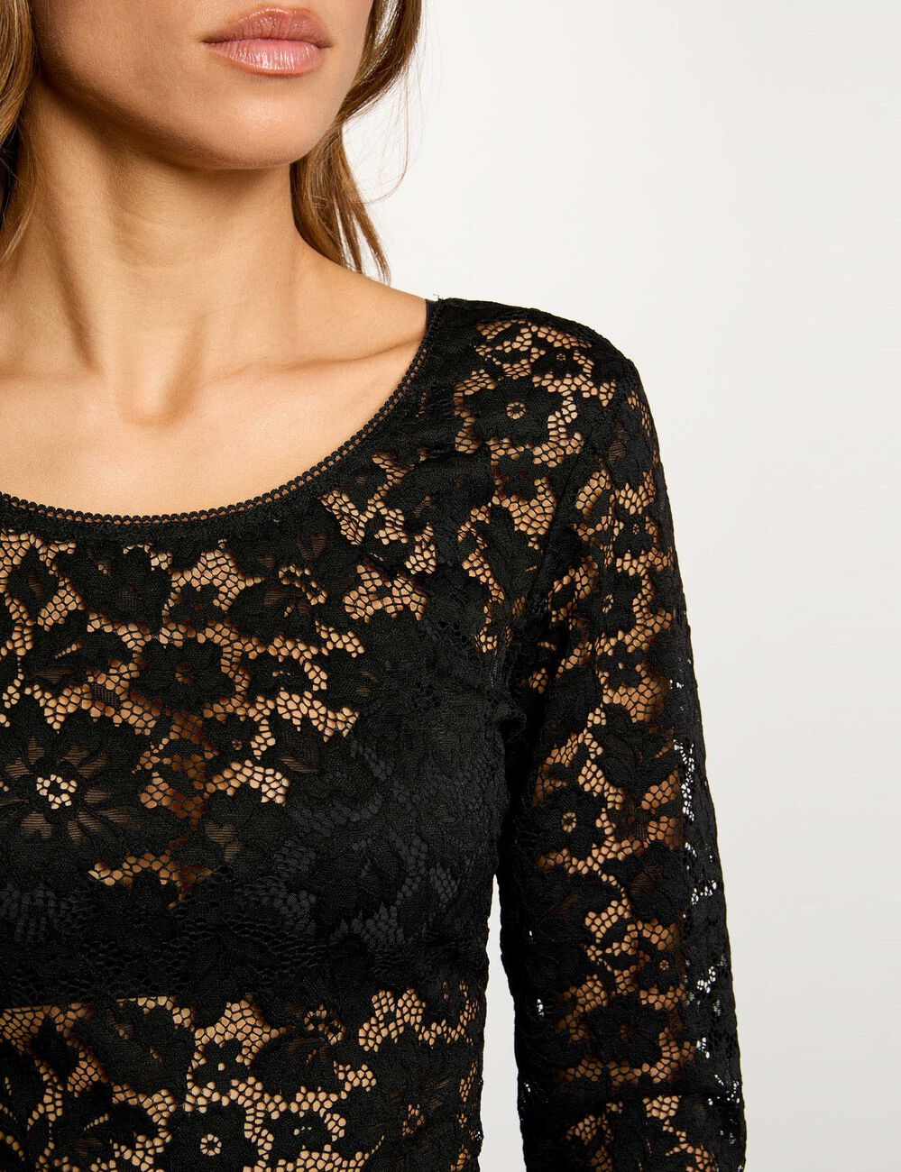 Body dentelle décolleté noir femme | Morgan