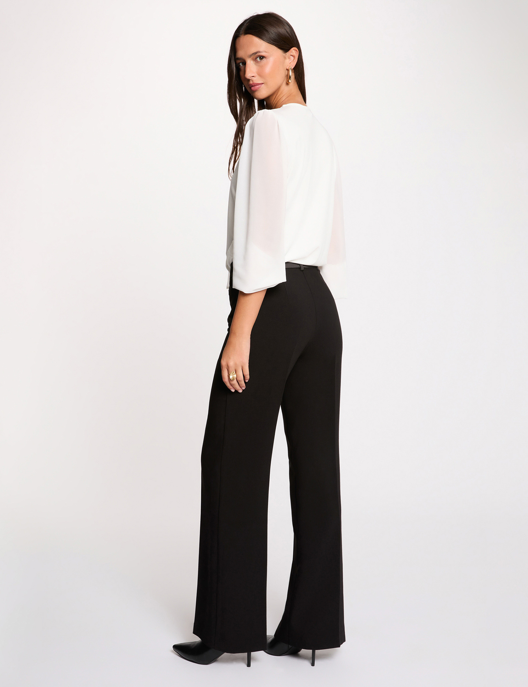 T-shirt voile col lavallière blanc femme | Morgan