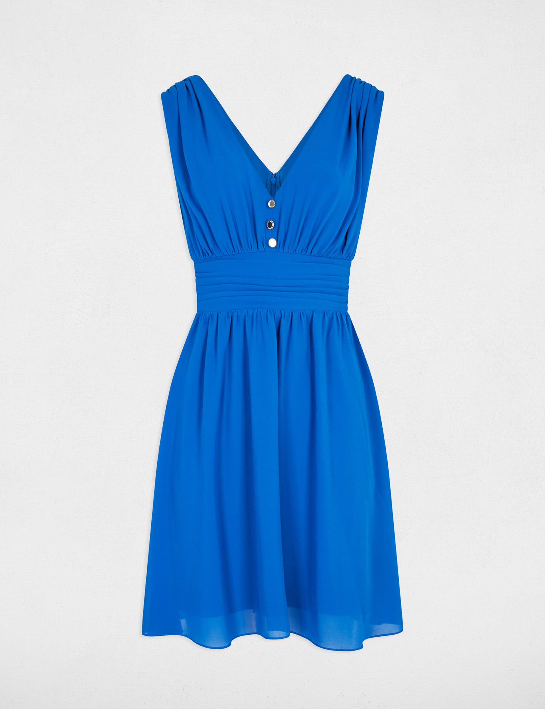 Robe courte évasée fluide bleu electrique femme | Morgan
