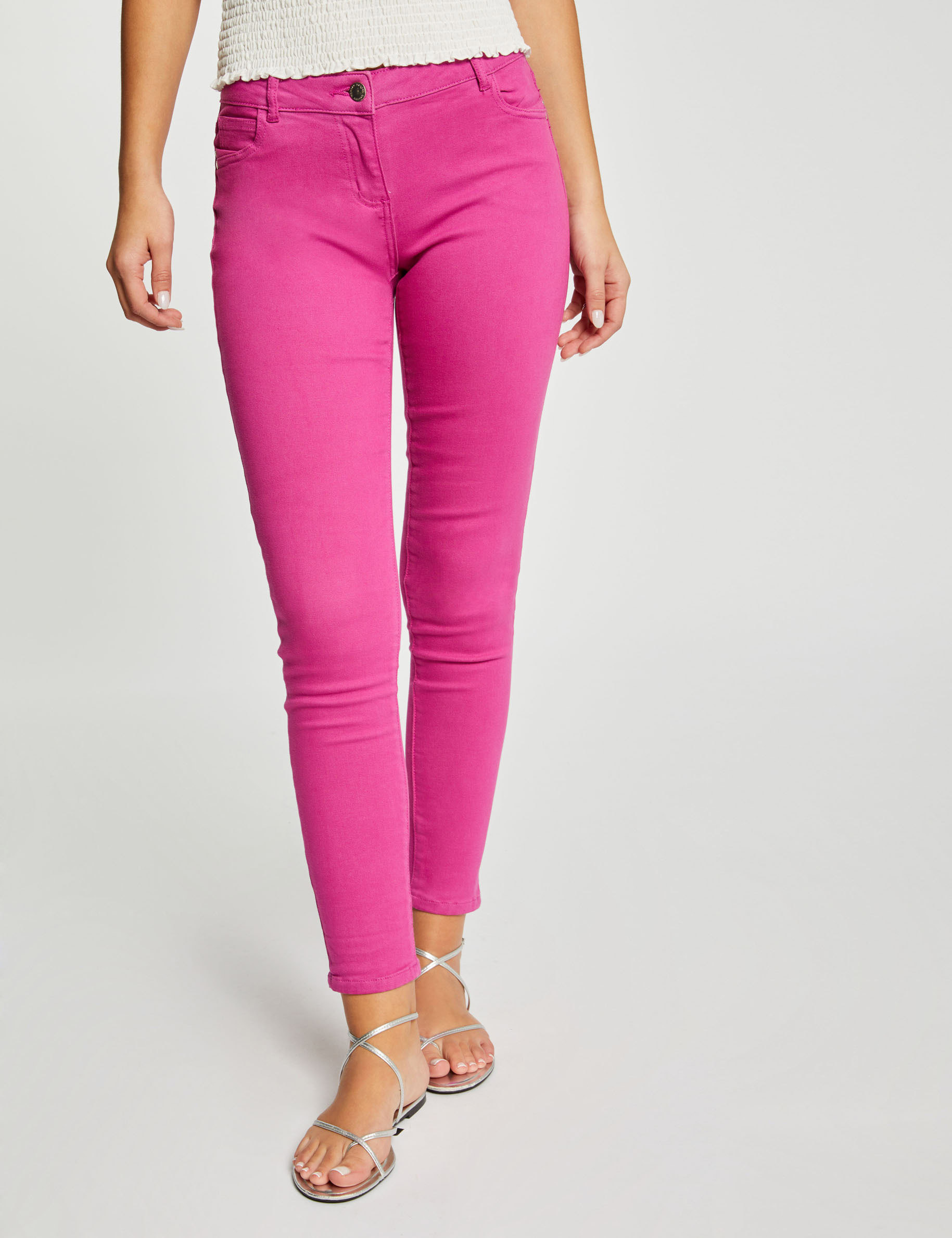 Jeans skinny taille basse rose fonce femme | Morgan