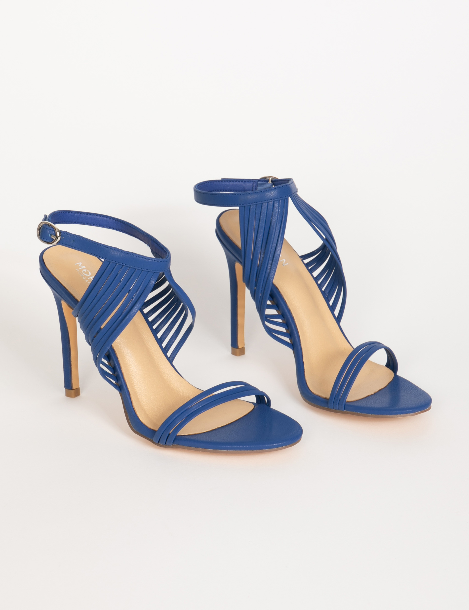 Sandales à talons imprimé python bleu femme | Morgan