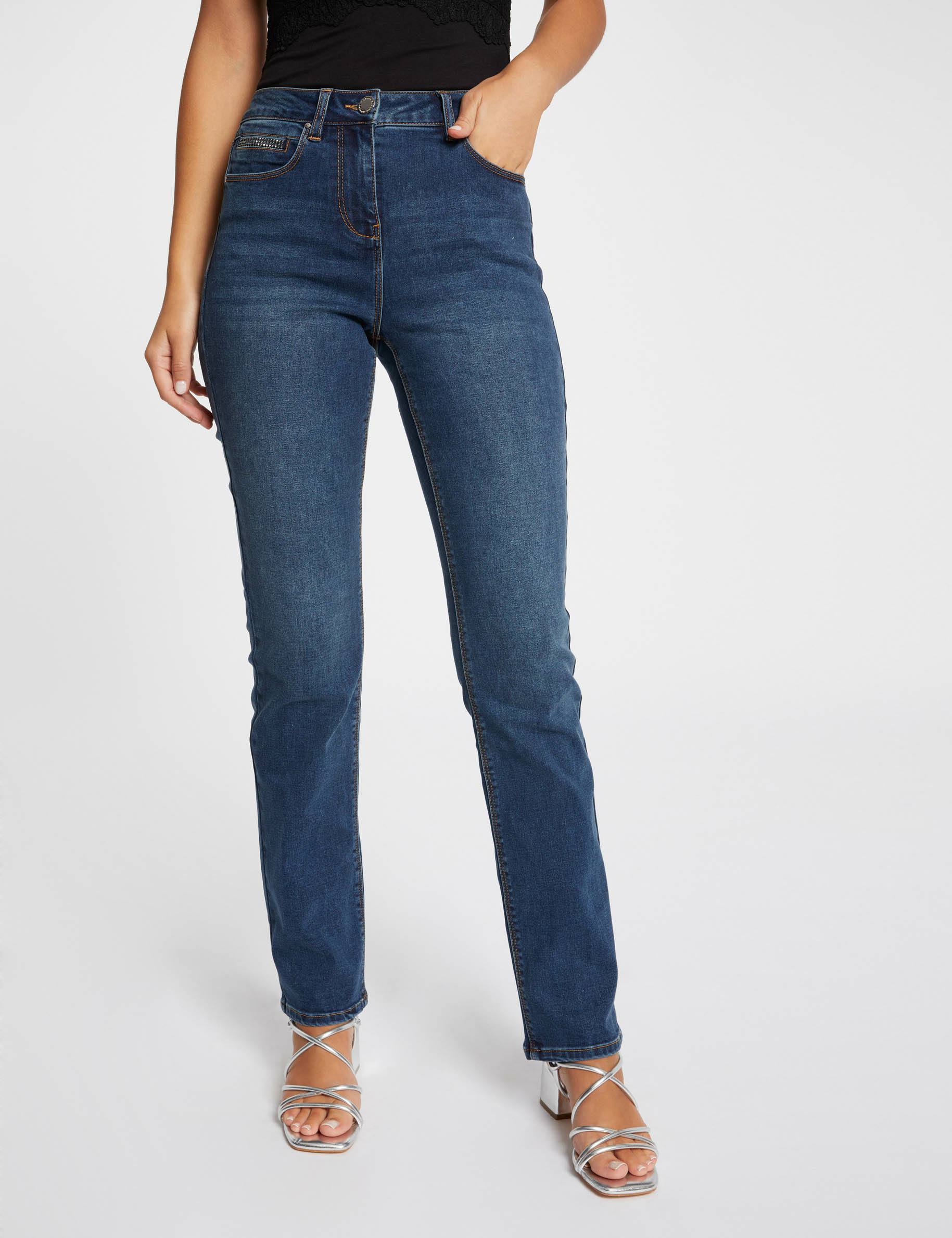 Jeans droit taille haute jean stone femme | Morgan