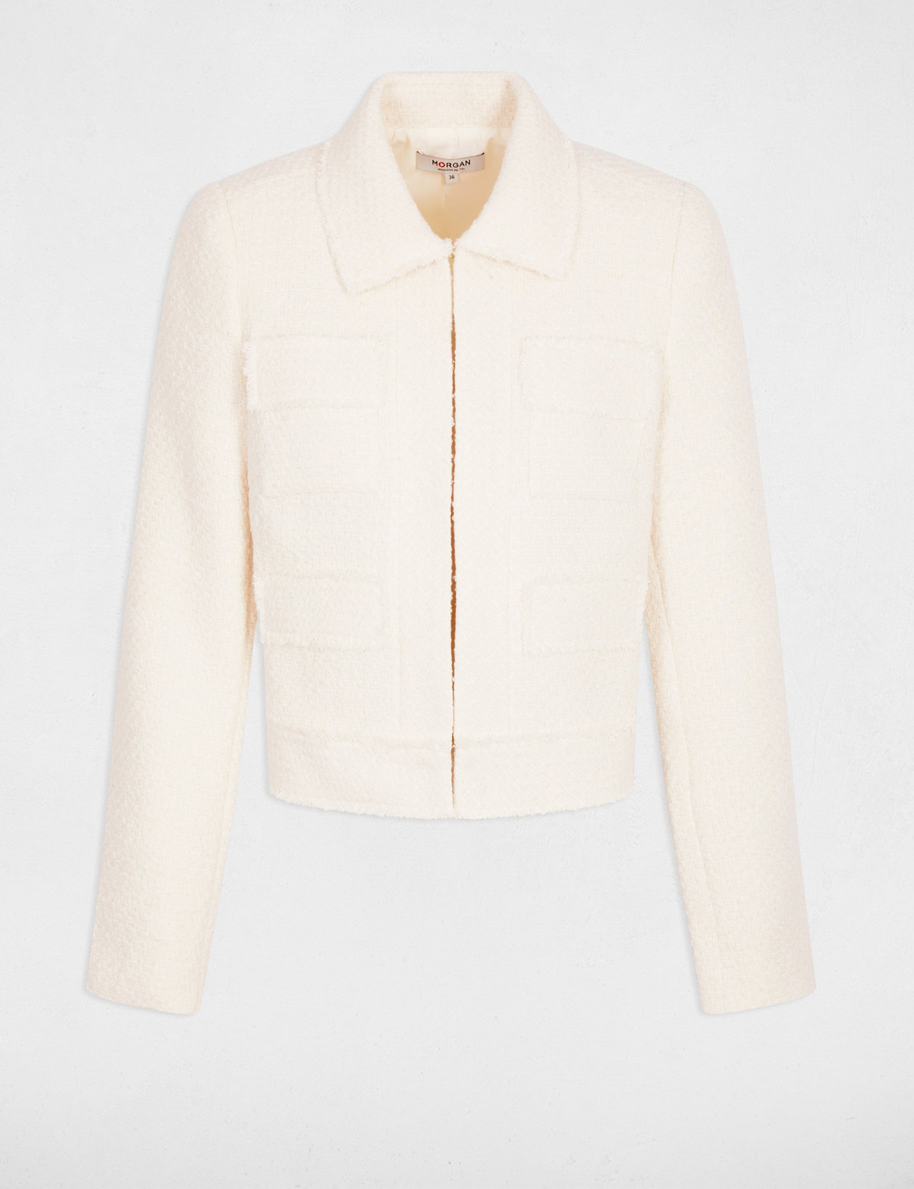 Veste ajustée cropped ivoire femme | Morgan