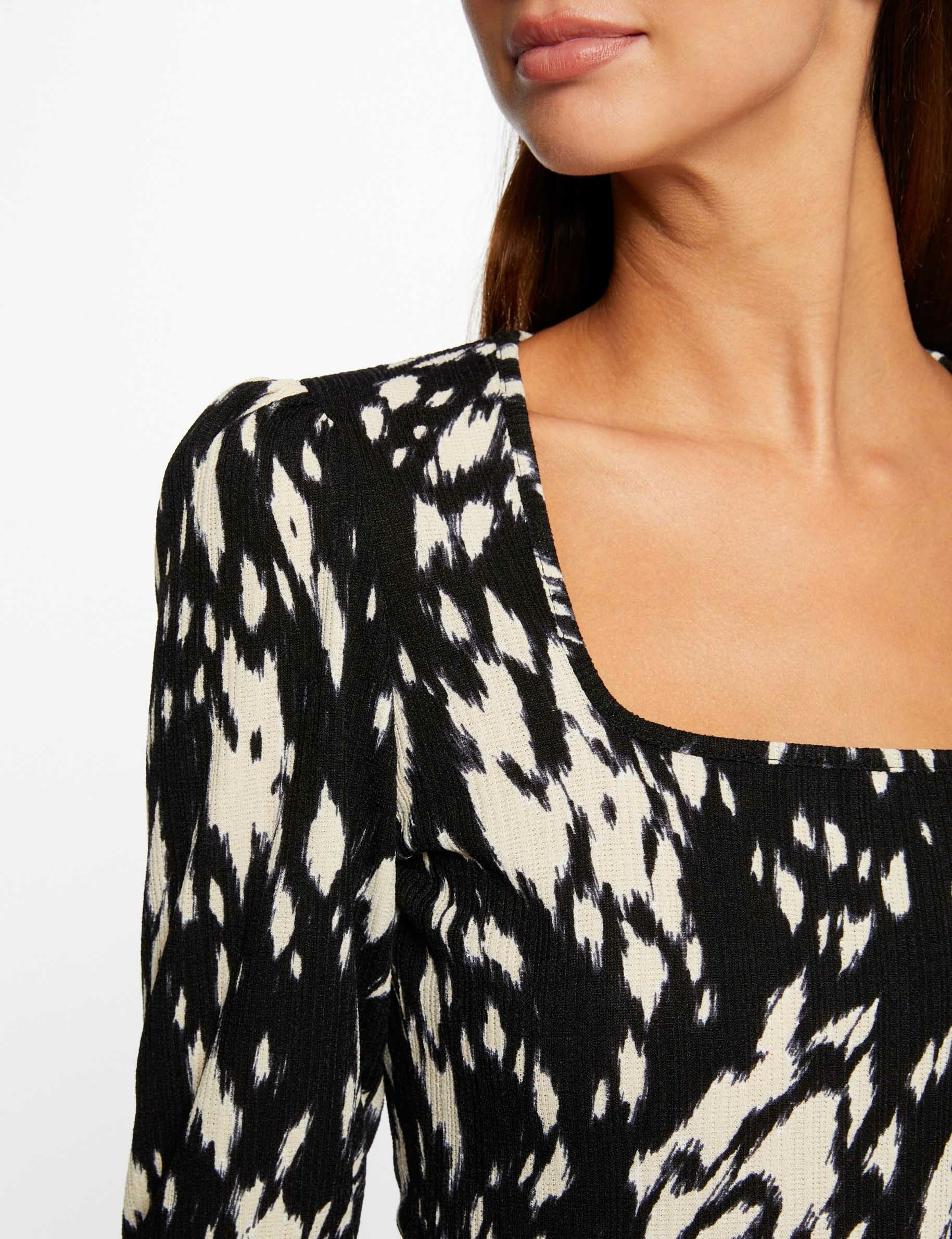 T-shirt encolure carrée imprimé abstrait multico femme | Morgan