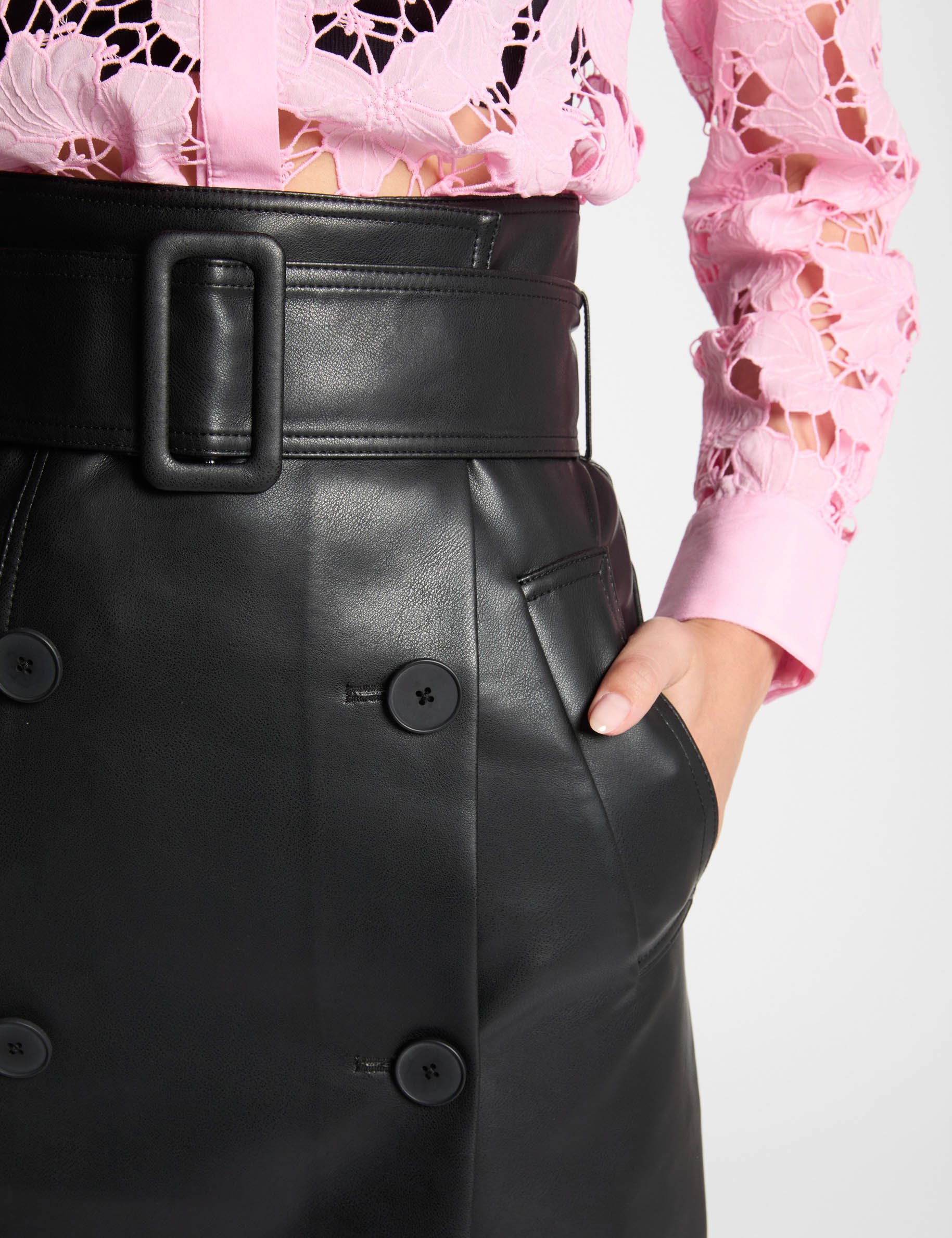 Jupe longue simili cuir noir femme | Morgan