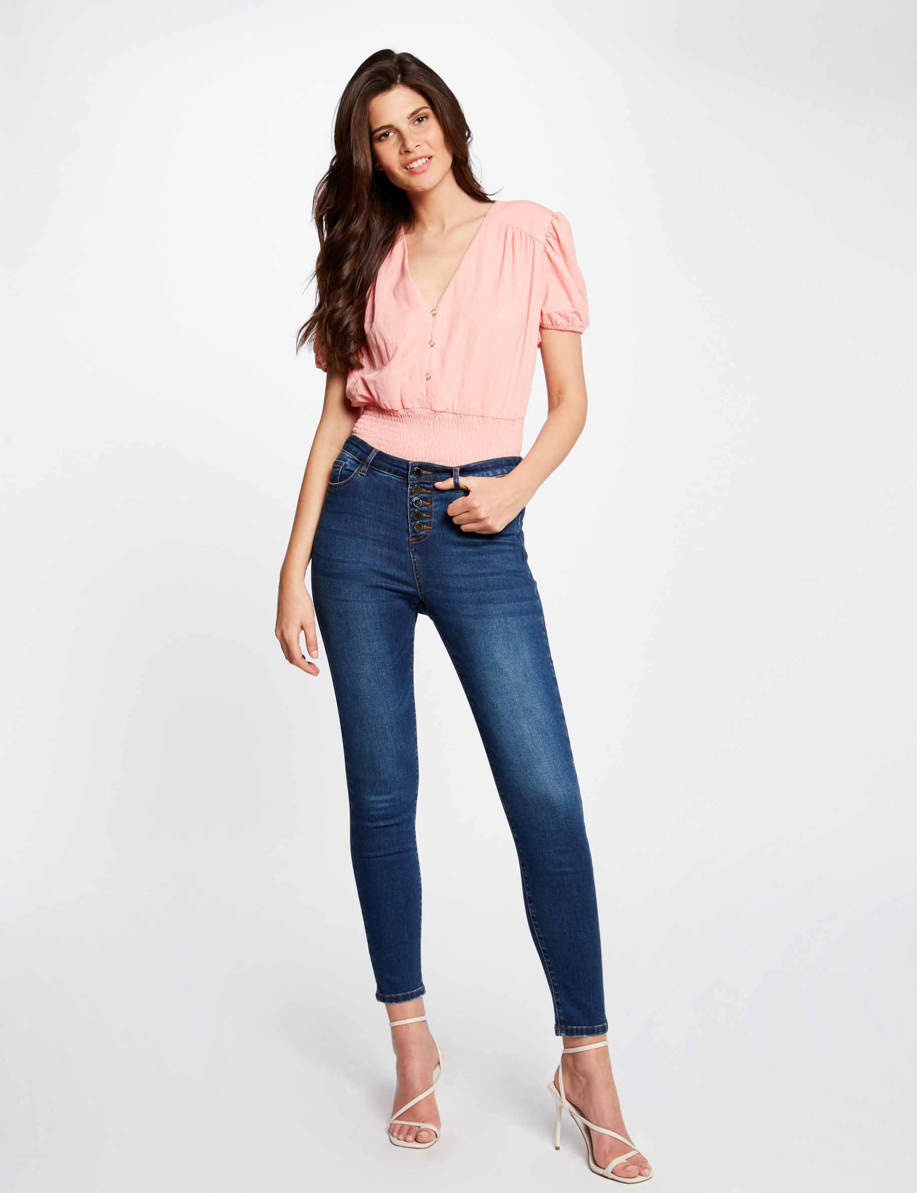 Jeans slim taille standard 7/8ème denim brut femme | Morgan