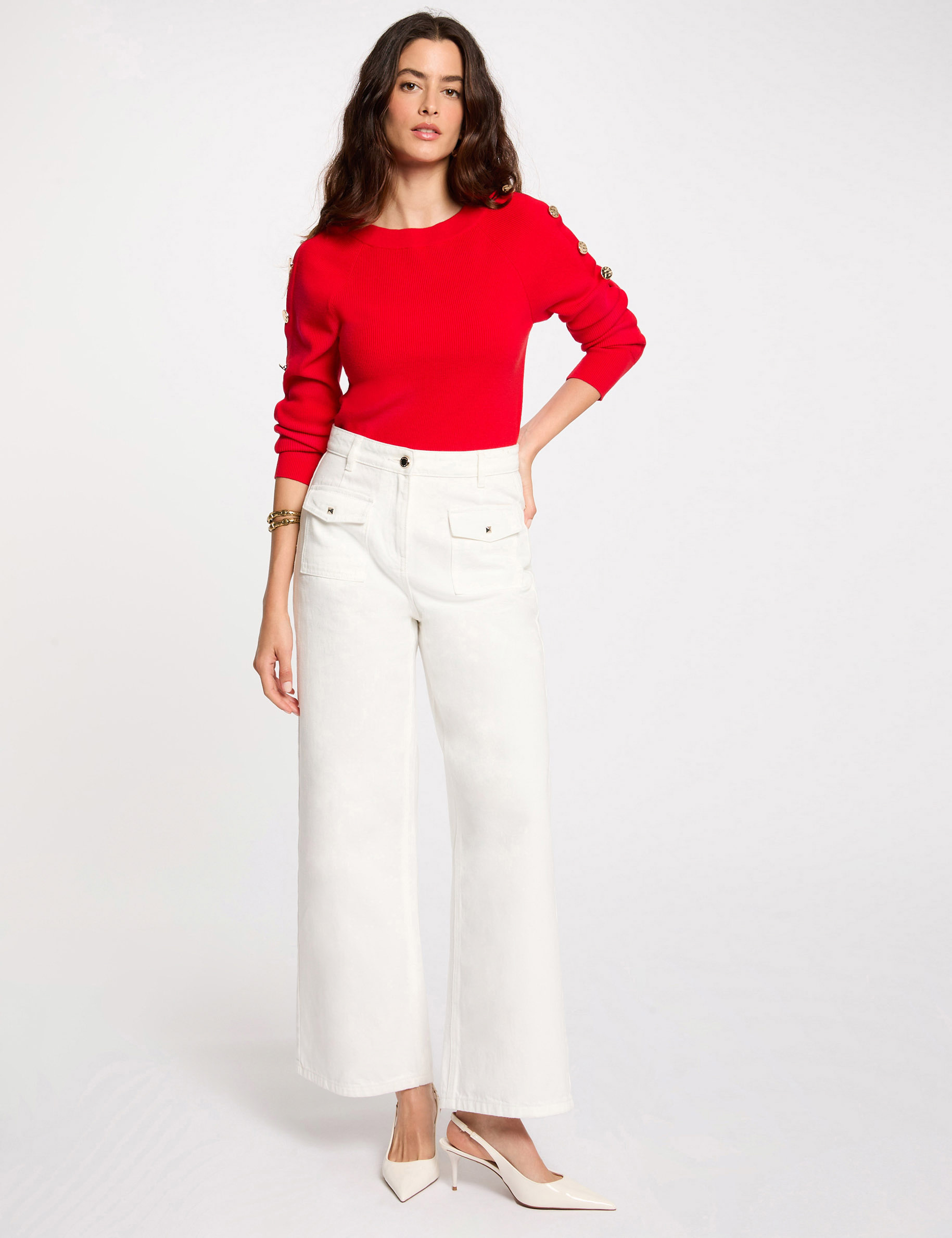 Pull col bateau rouge femme | Morgan