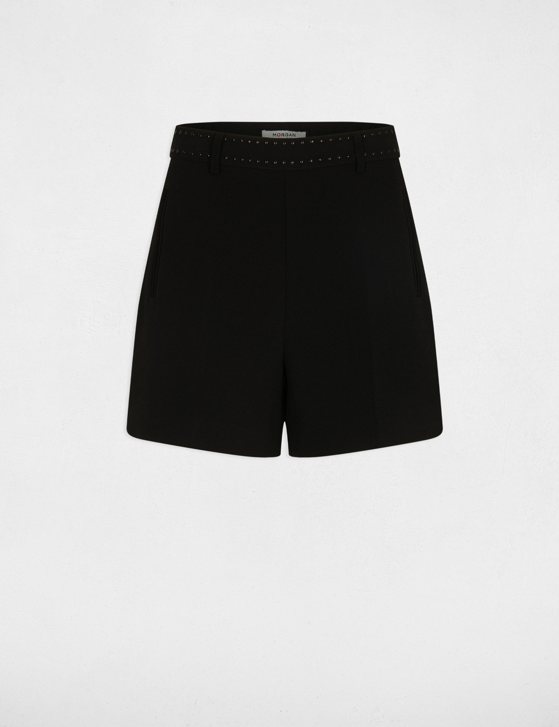 Short taille haute clouté noir femme | Morgan