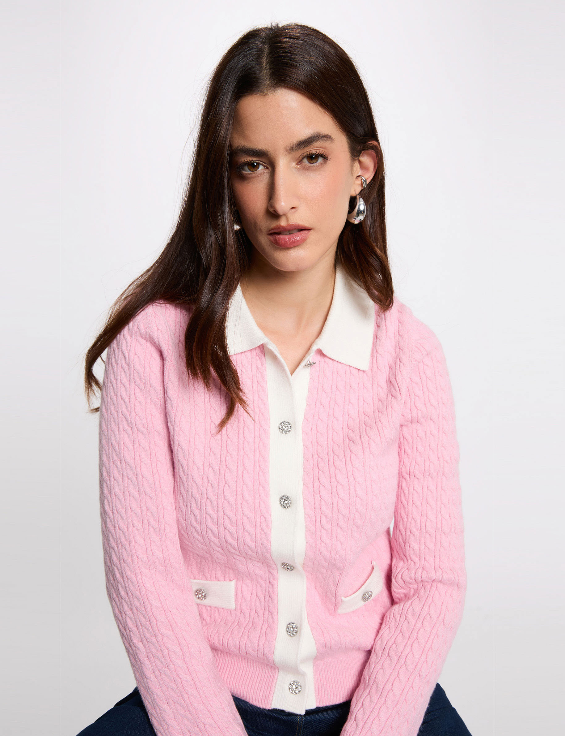 Gilet ajusté col à revers rose clair femme | Morgan