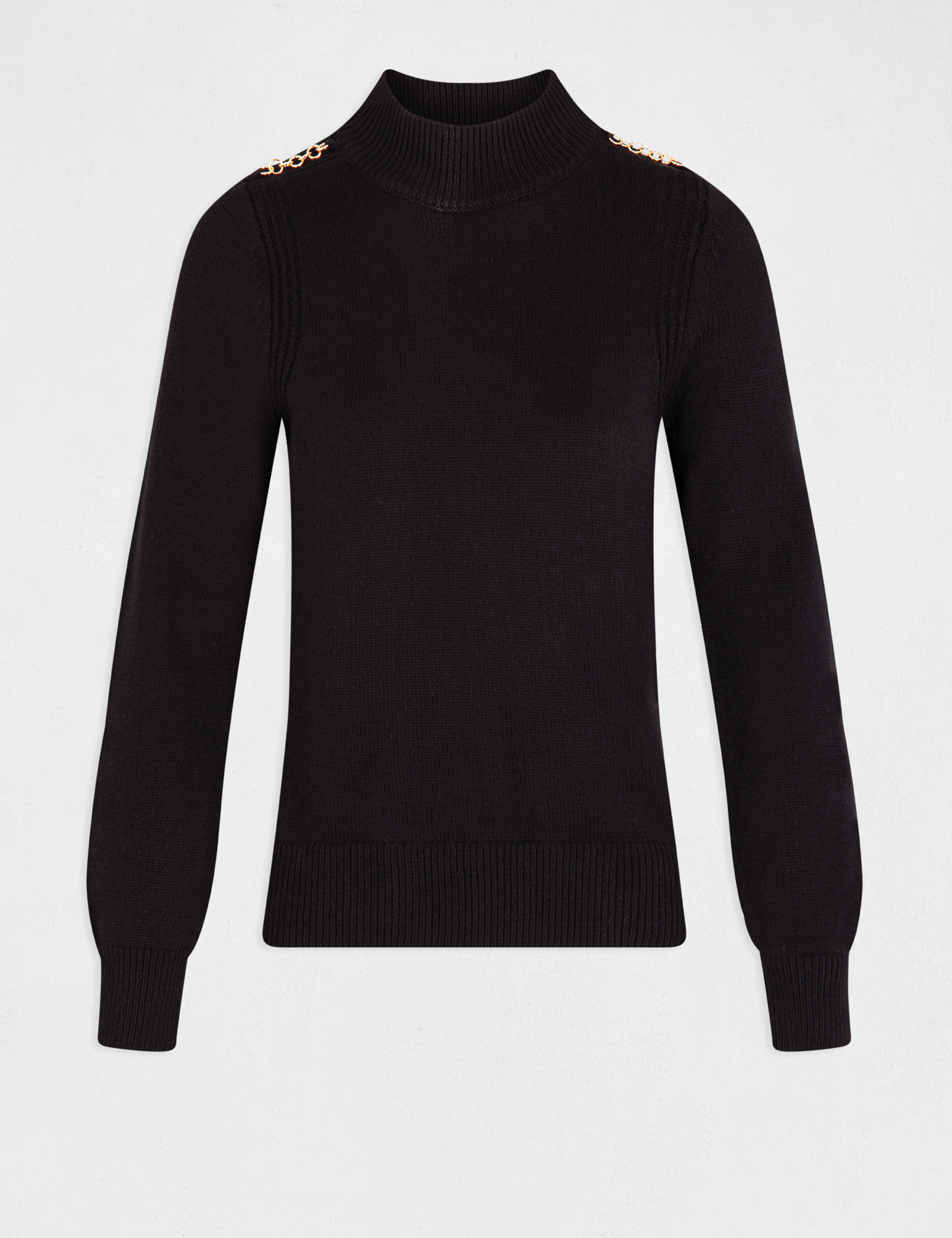Pull manches longues à col montant noir femme | Morgan