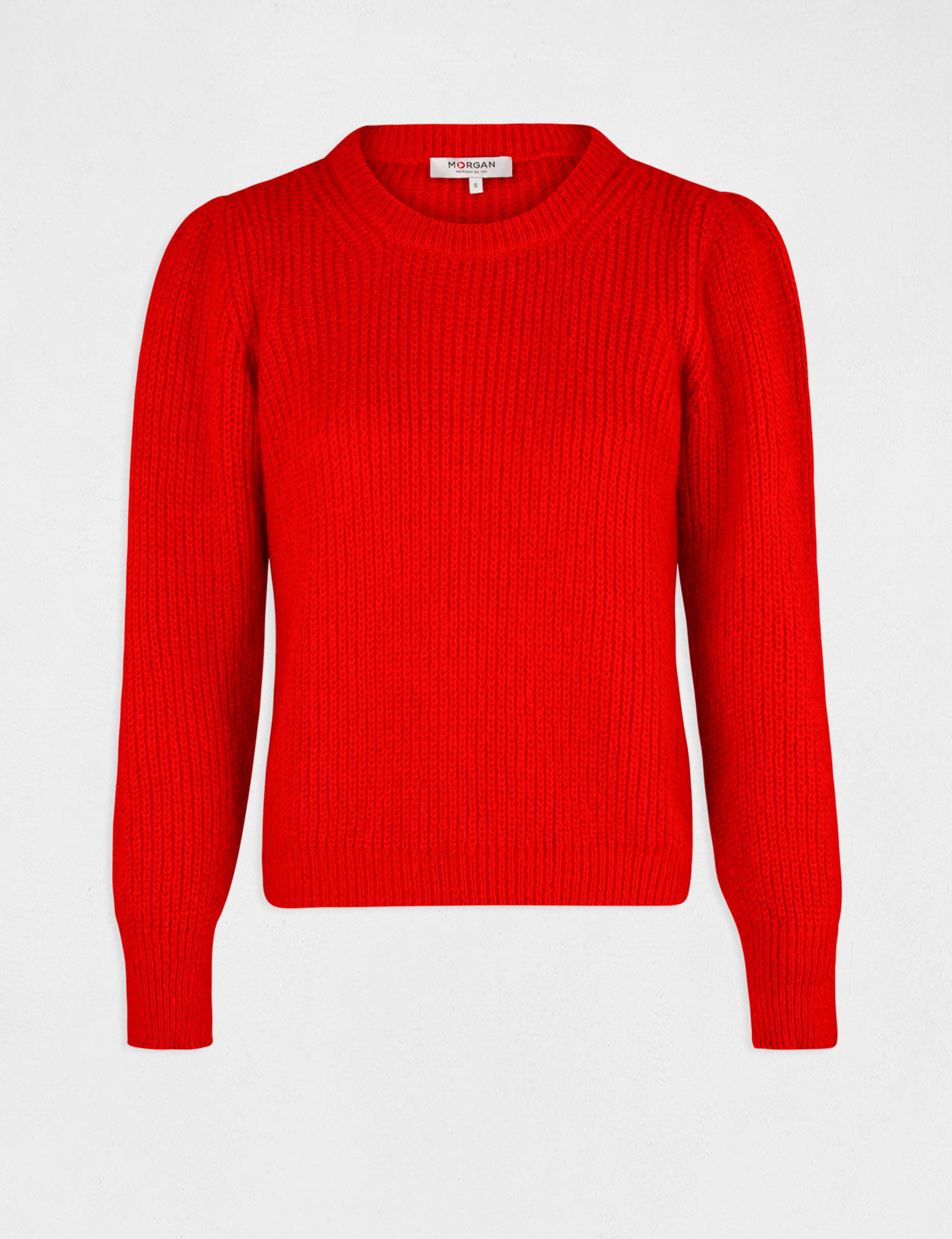 Pull manches longues avec boutons rouge femme | Morgan