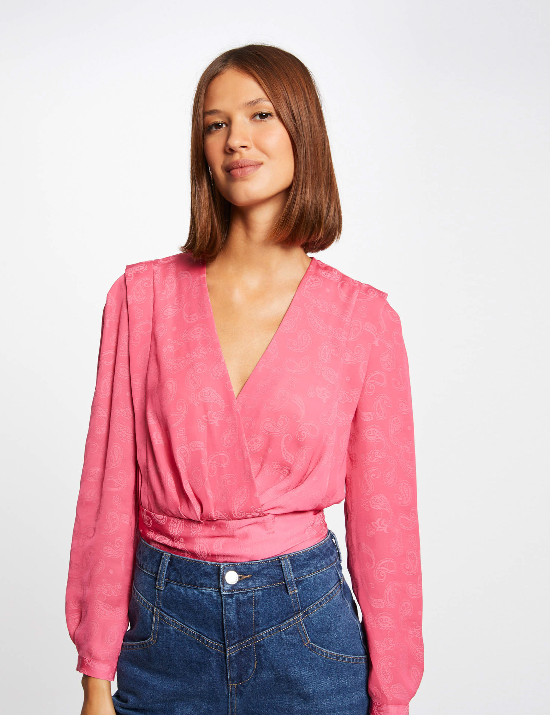 Blouse Manches Longues Imprimée Fuchsia Femme Morgan