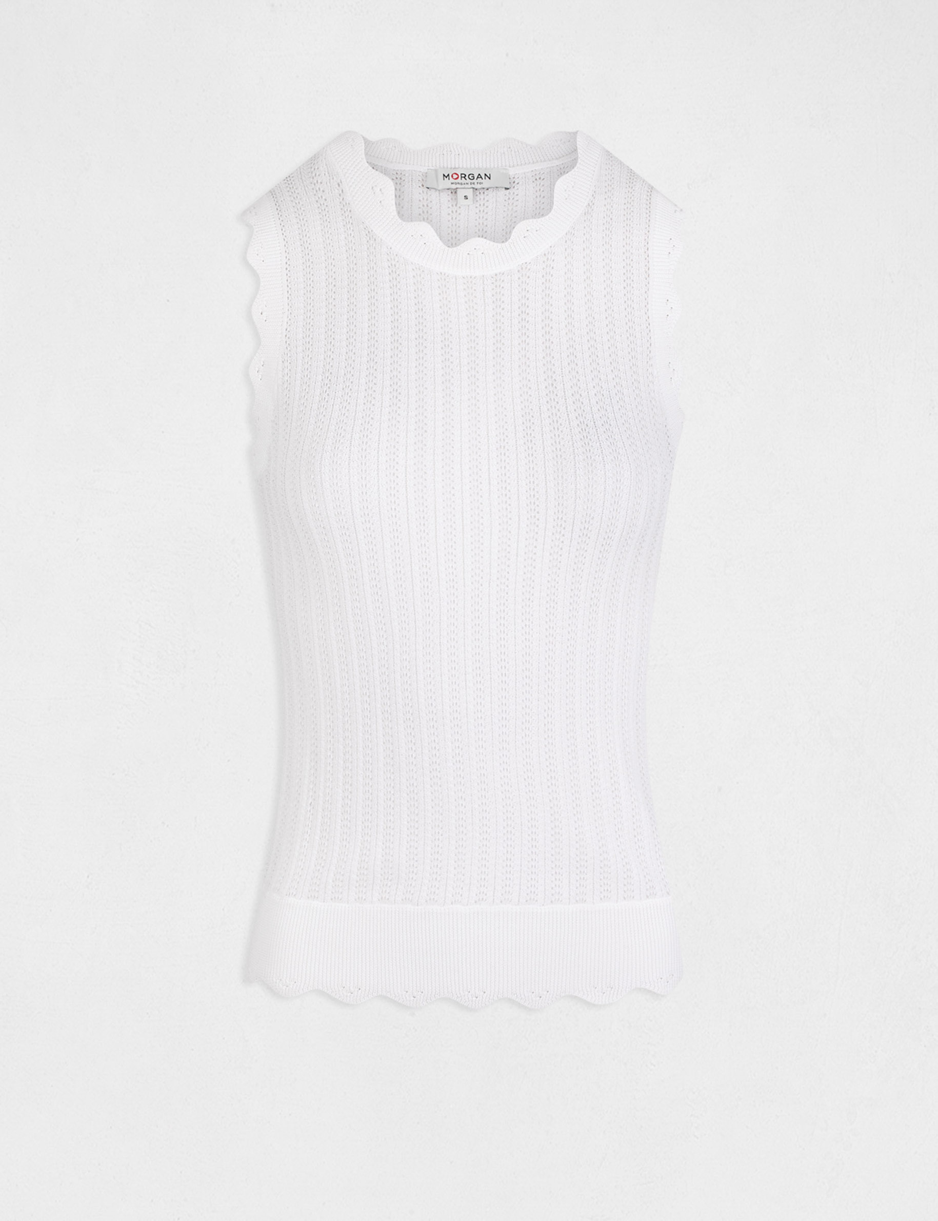 Pull débardeur à détails ajourés ecru femme | Morgan