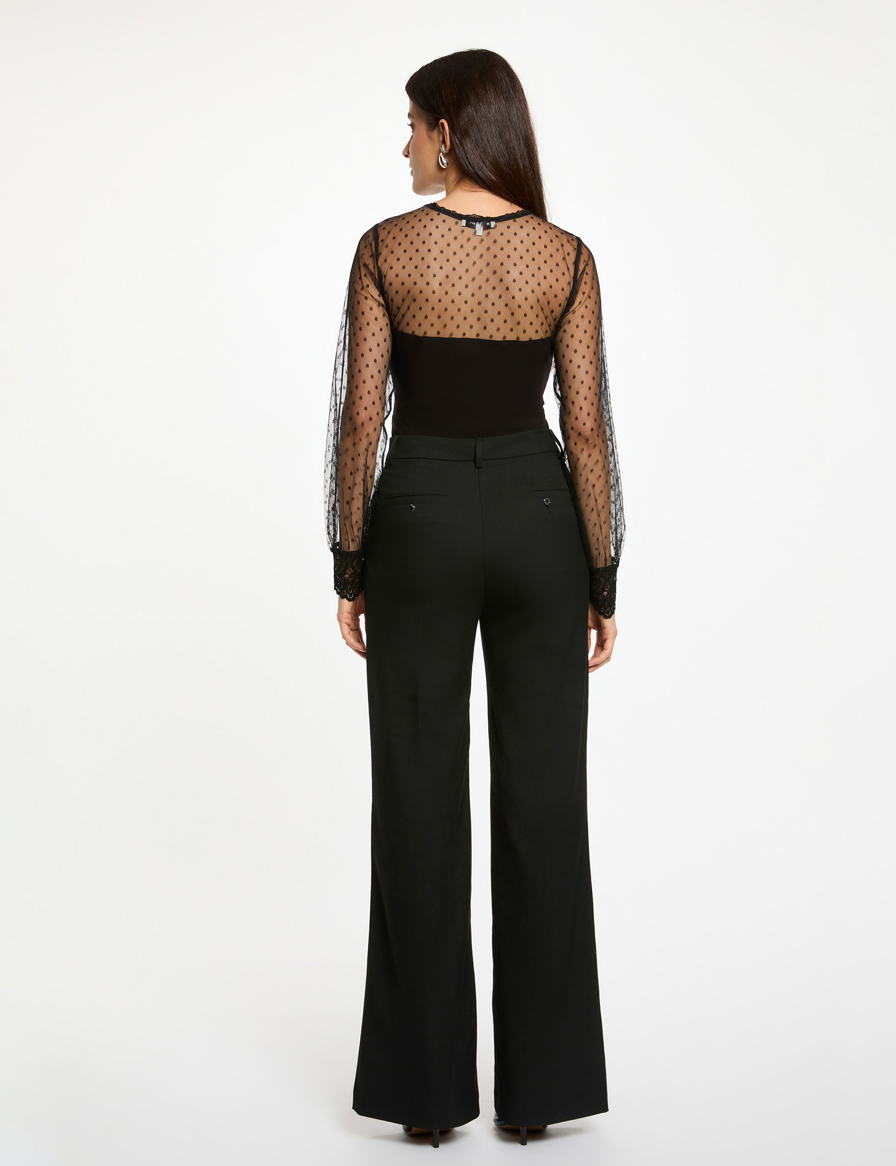 Body dentelle manches longues noir femme | Morgan
