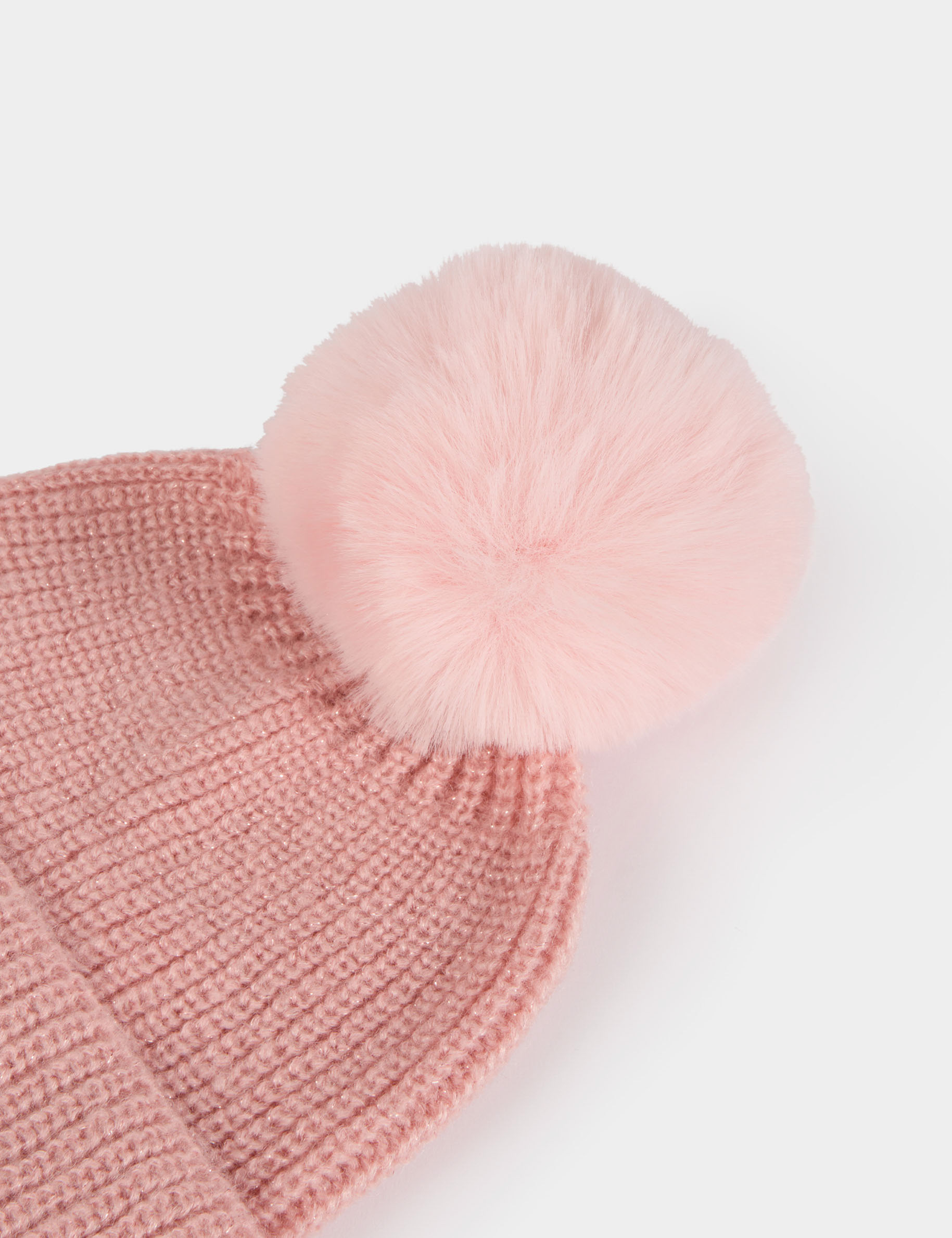 Bonnet à pompon rose poudrée femme | Morgan