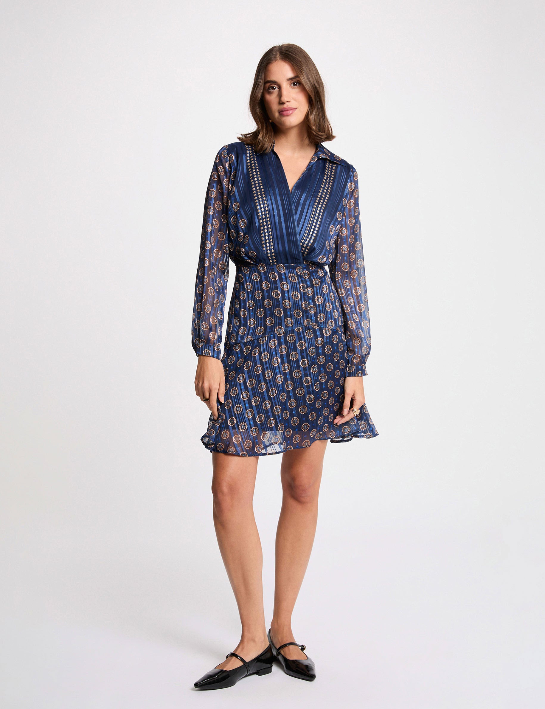 Robe fluide col v multicolore femme | Morgan