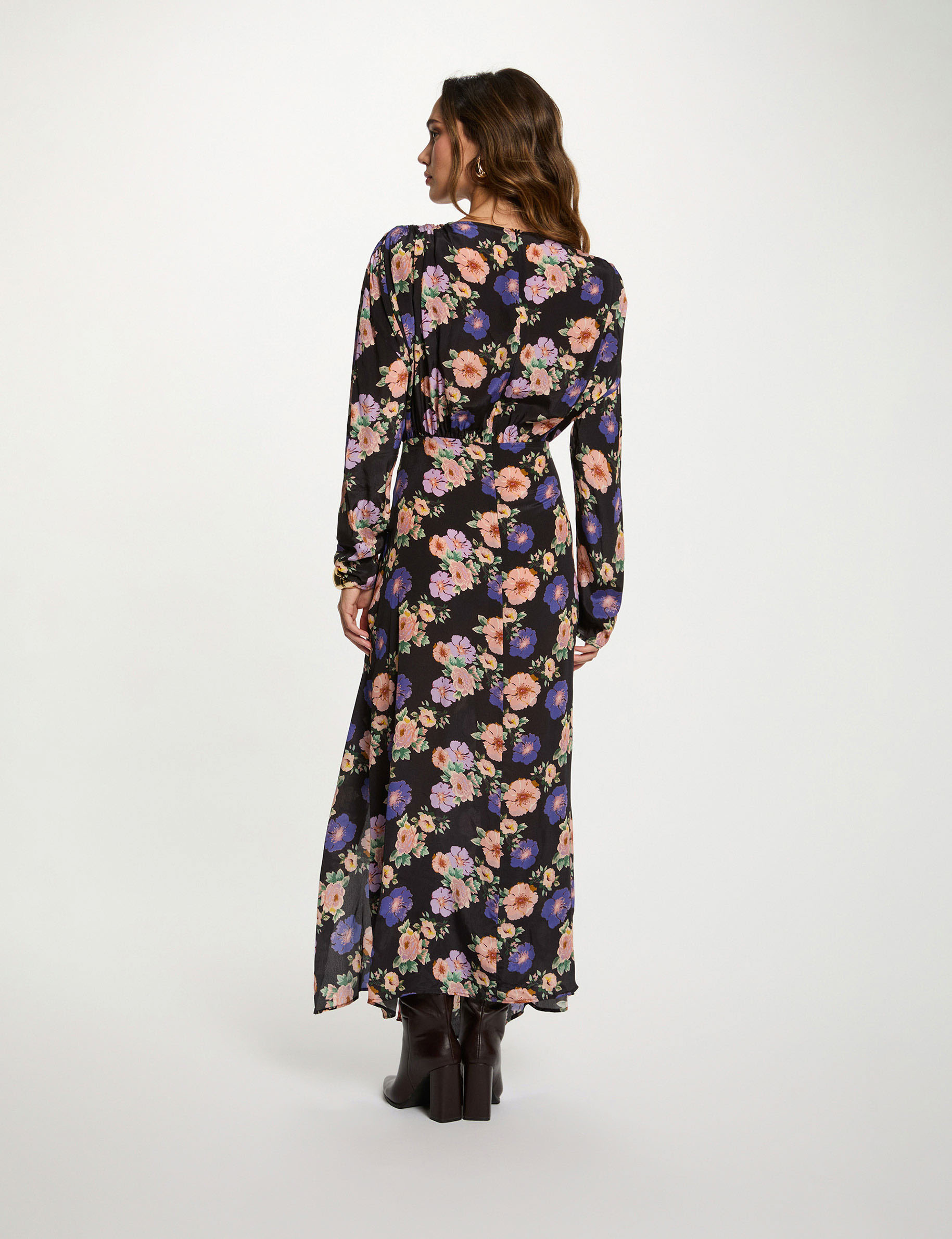 Robe longue satinée multicolore femme | Morgan