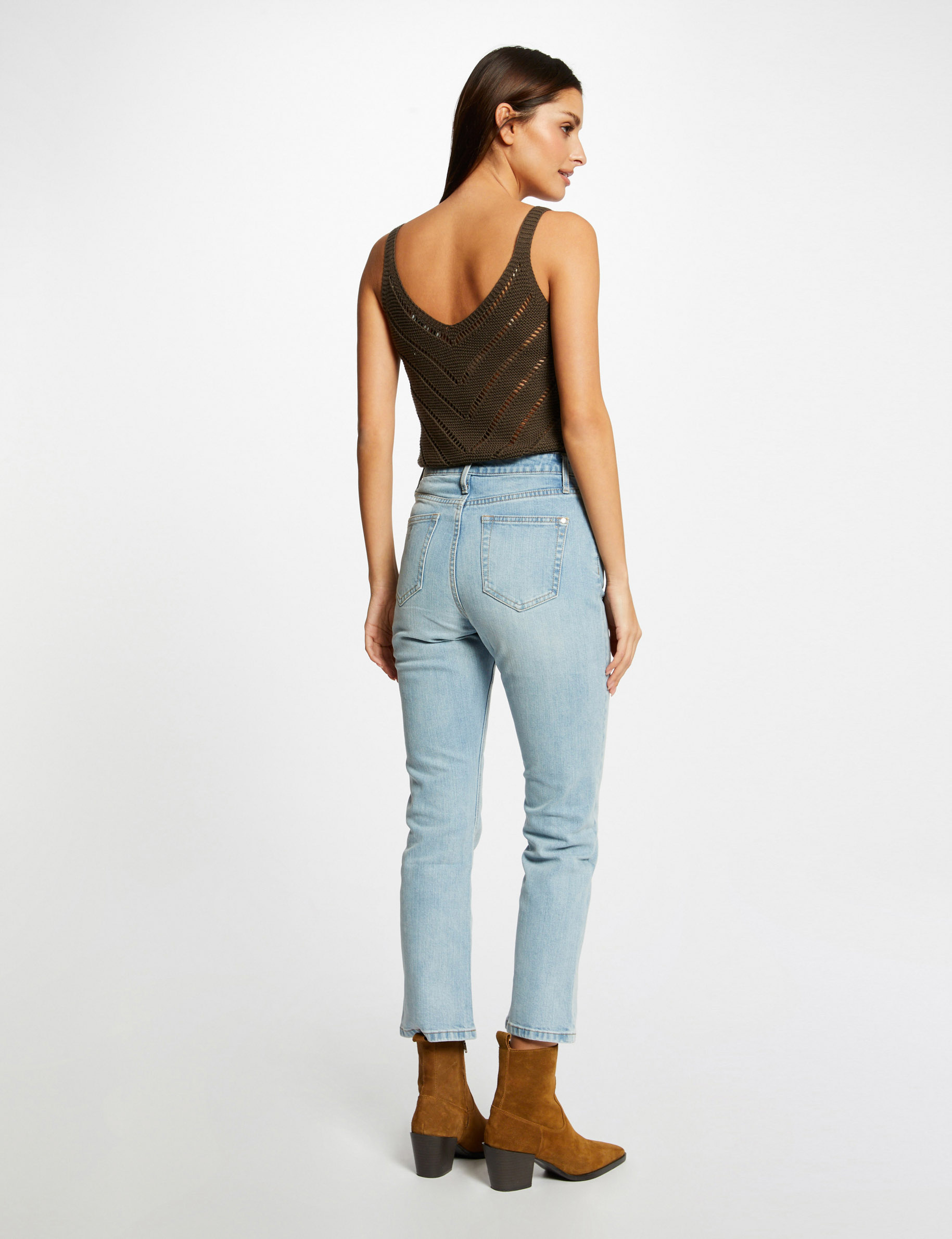 Pull débardeur à ornements métalliques vert kaki femme | Morgan