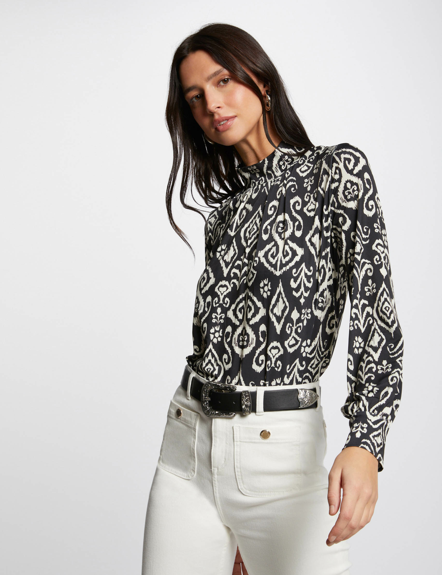 T-shirt col montant imprimé multico femme | Morgan