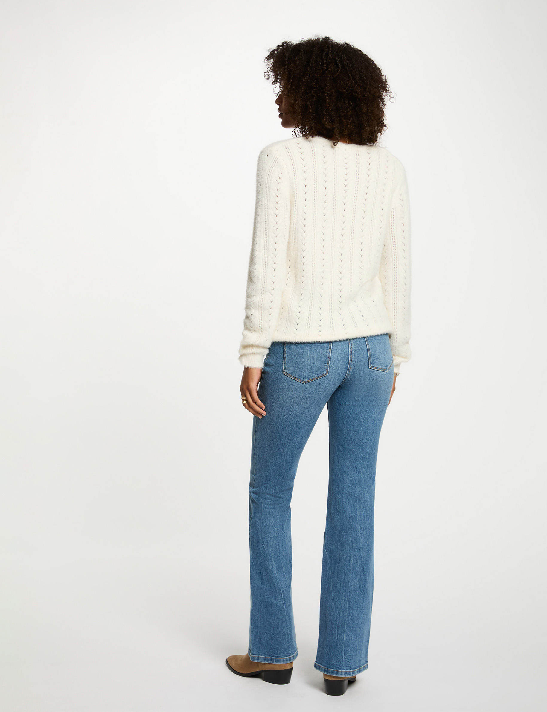 Jean bootcut tressé denim stone femme | Morgan