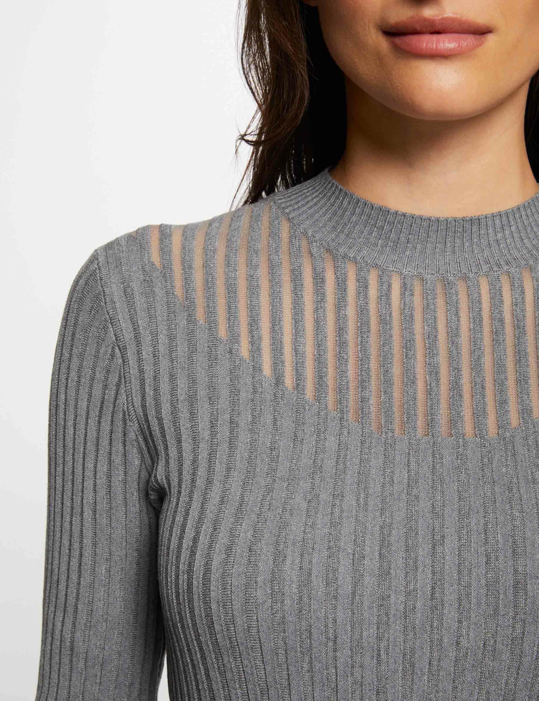 Pull manches longues col montant gris moyen femme | Morgan