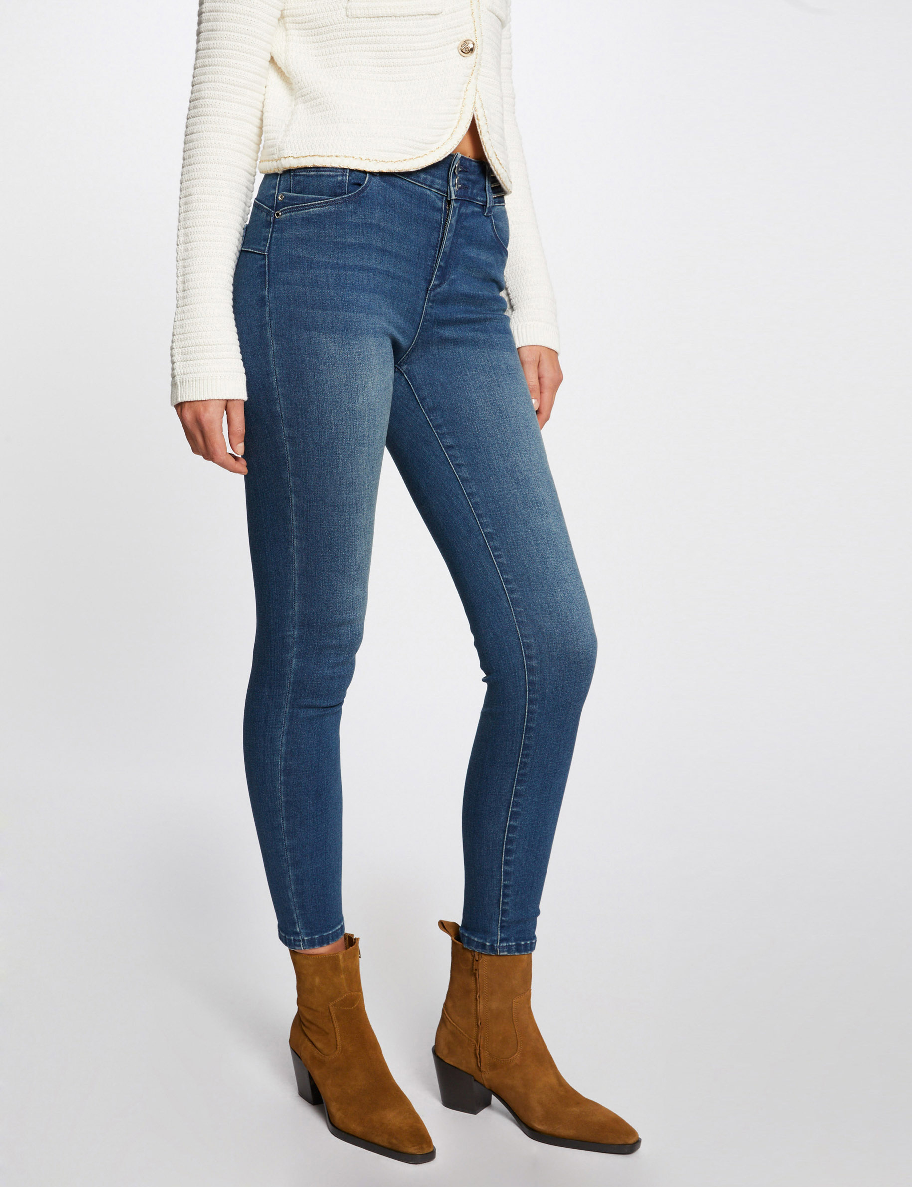 Jeans slim avec détails bijoux jean stone femme | Morgan
