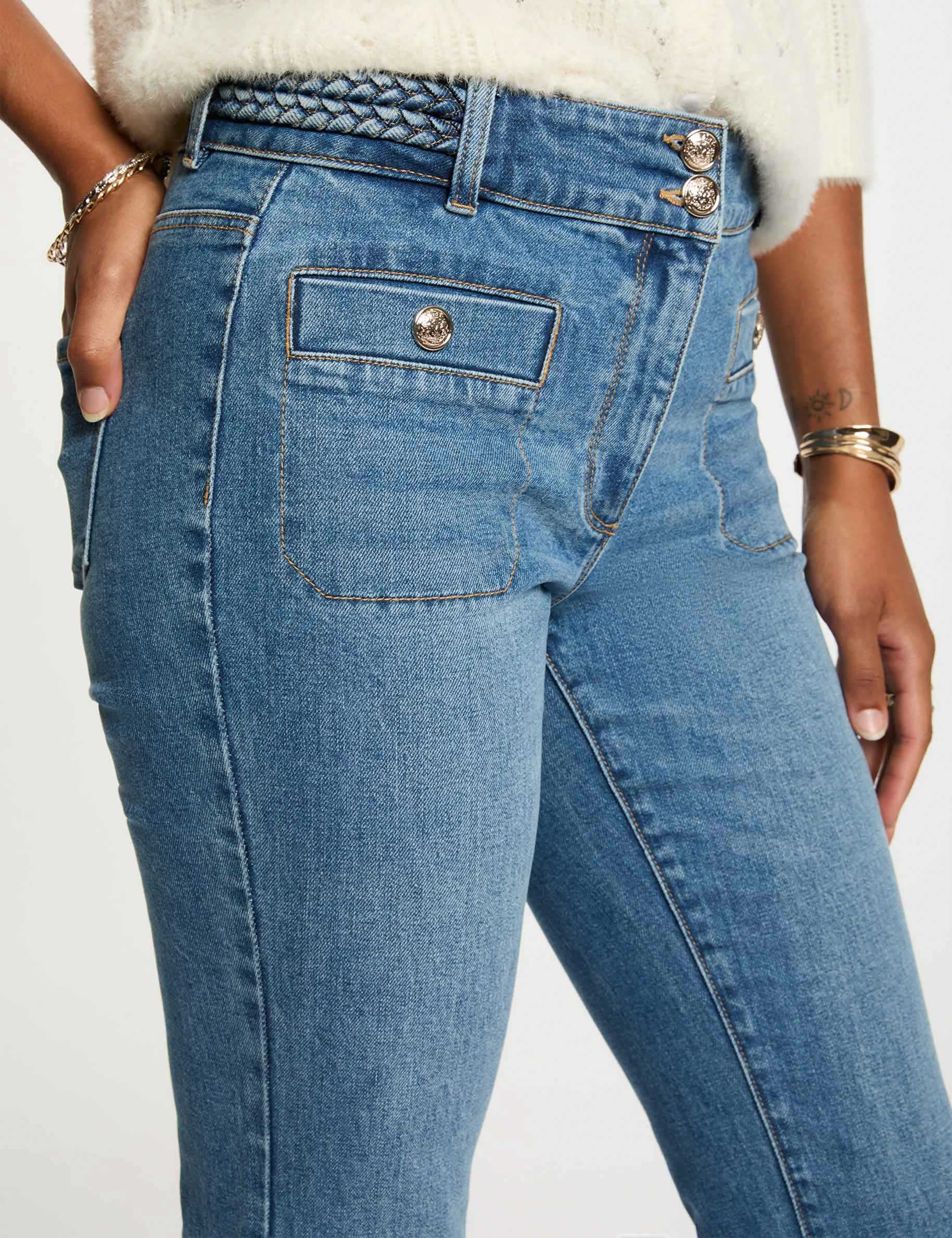 Jean bootcut tressé denim stone femme | Morgan
