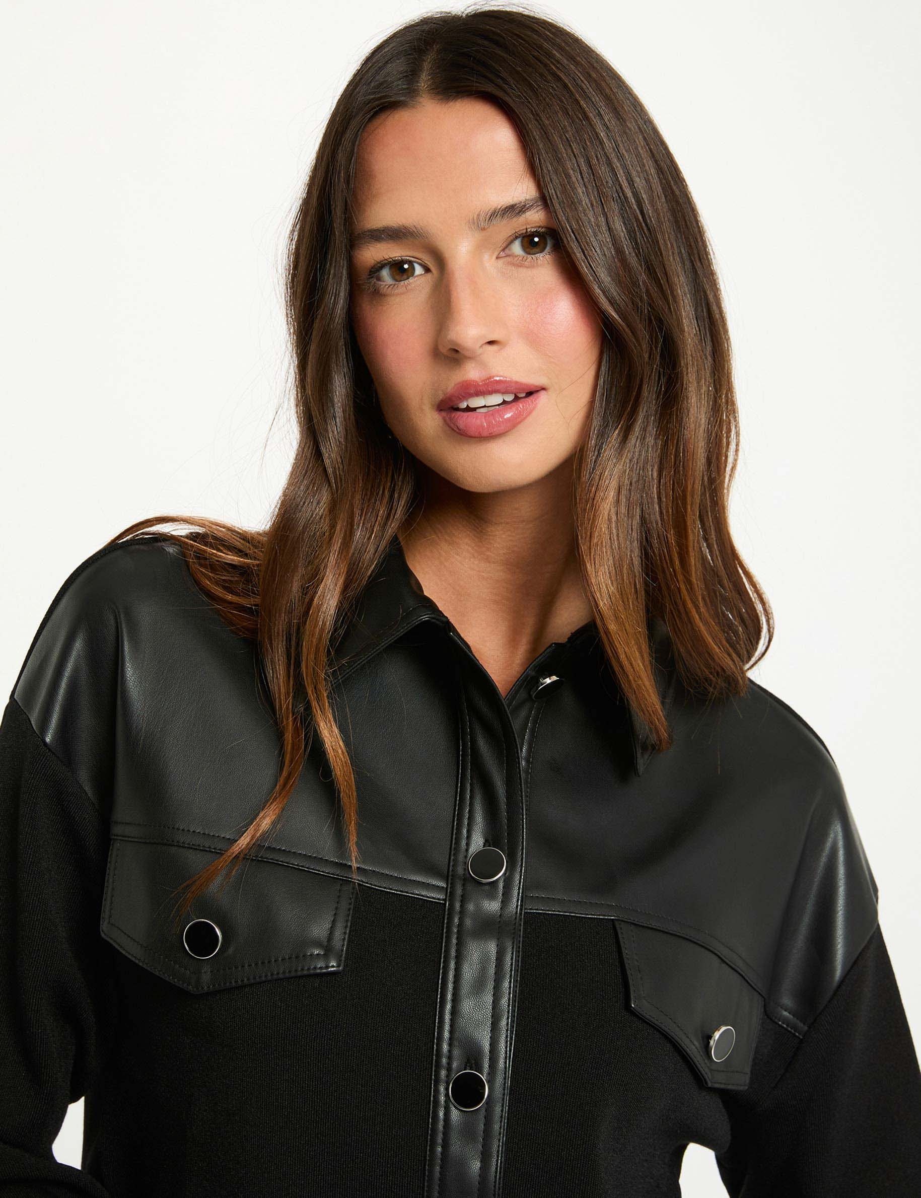 Veste droite cropped noir femme | Morgan