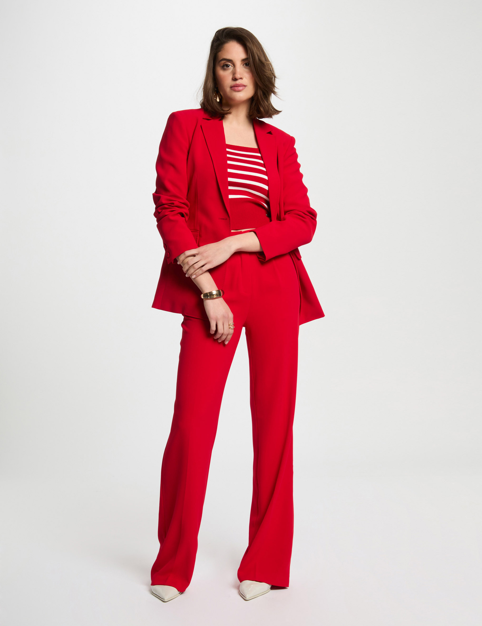 Blazer cintré boutonné rouge femme | Morgan