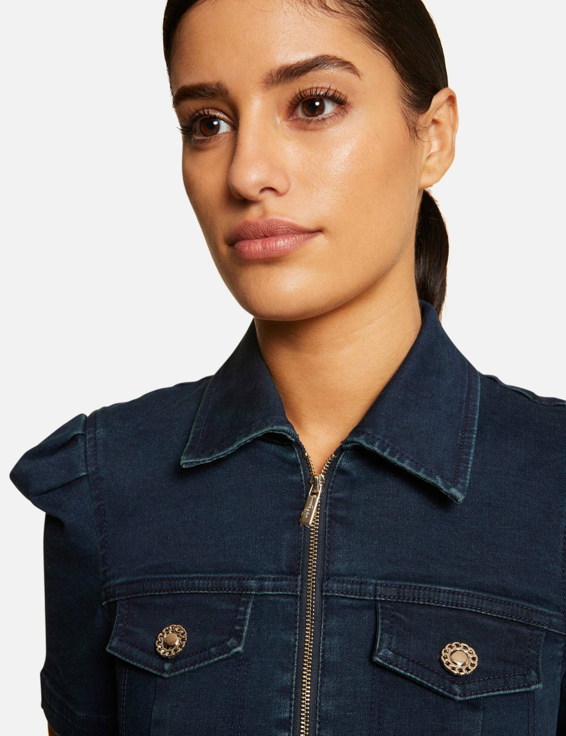 Robe droite zippée ceinturée en jean jean brut femme | Morgan