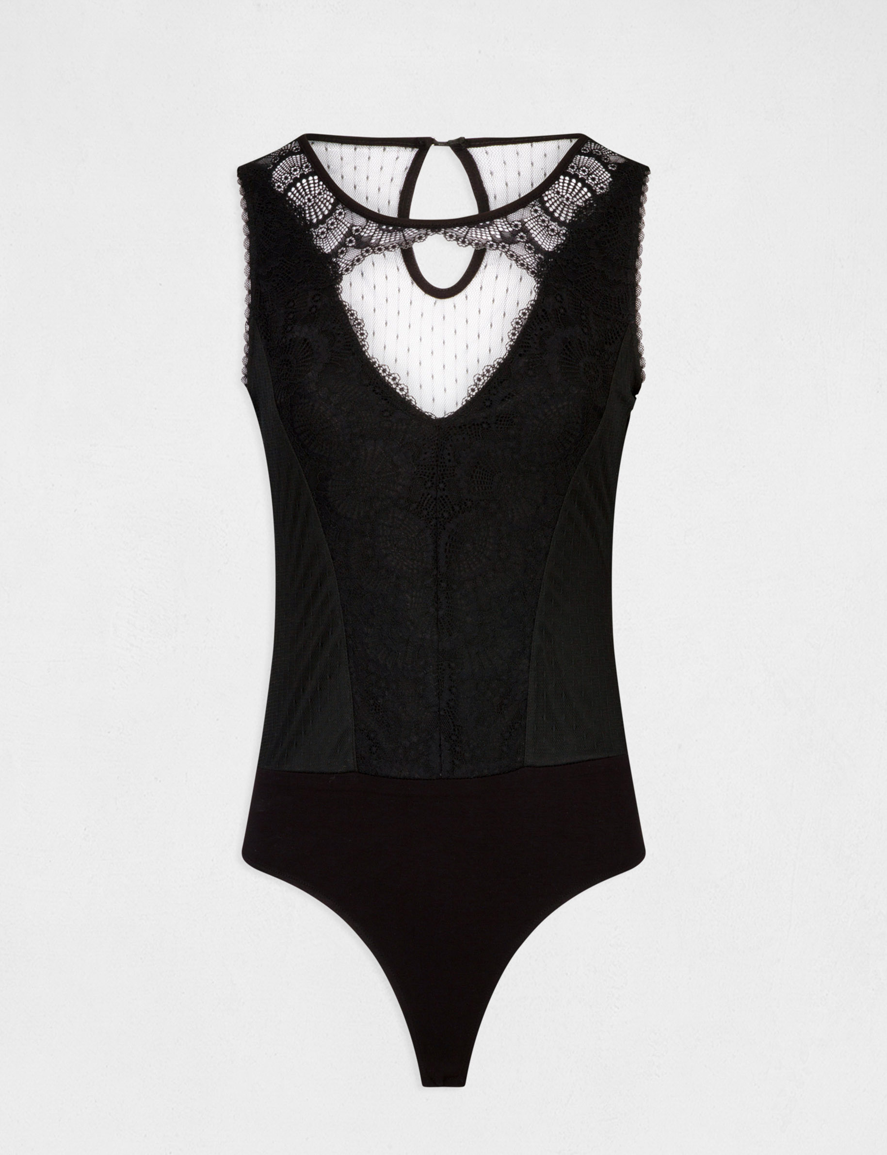 Body sans manches à dentelle noir femme | Morgan