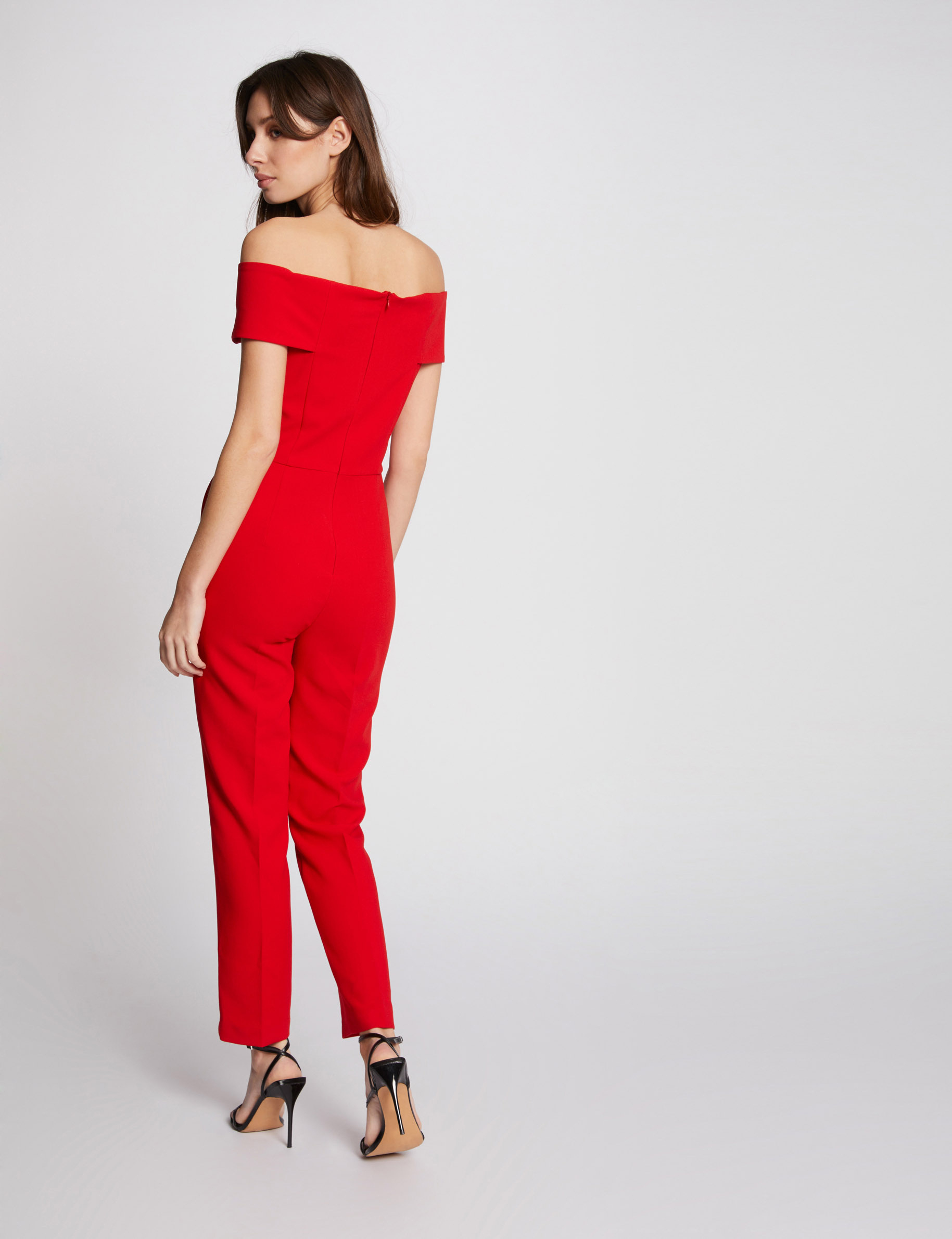 Combinaison ajustée avec col bardot rouge femme | Morgan