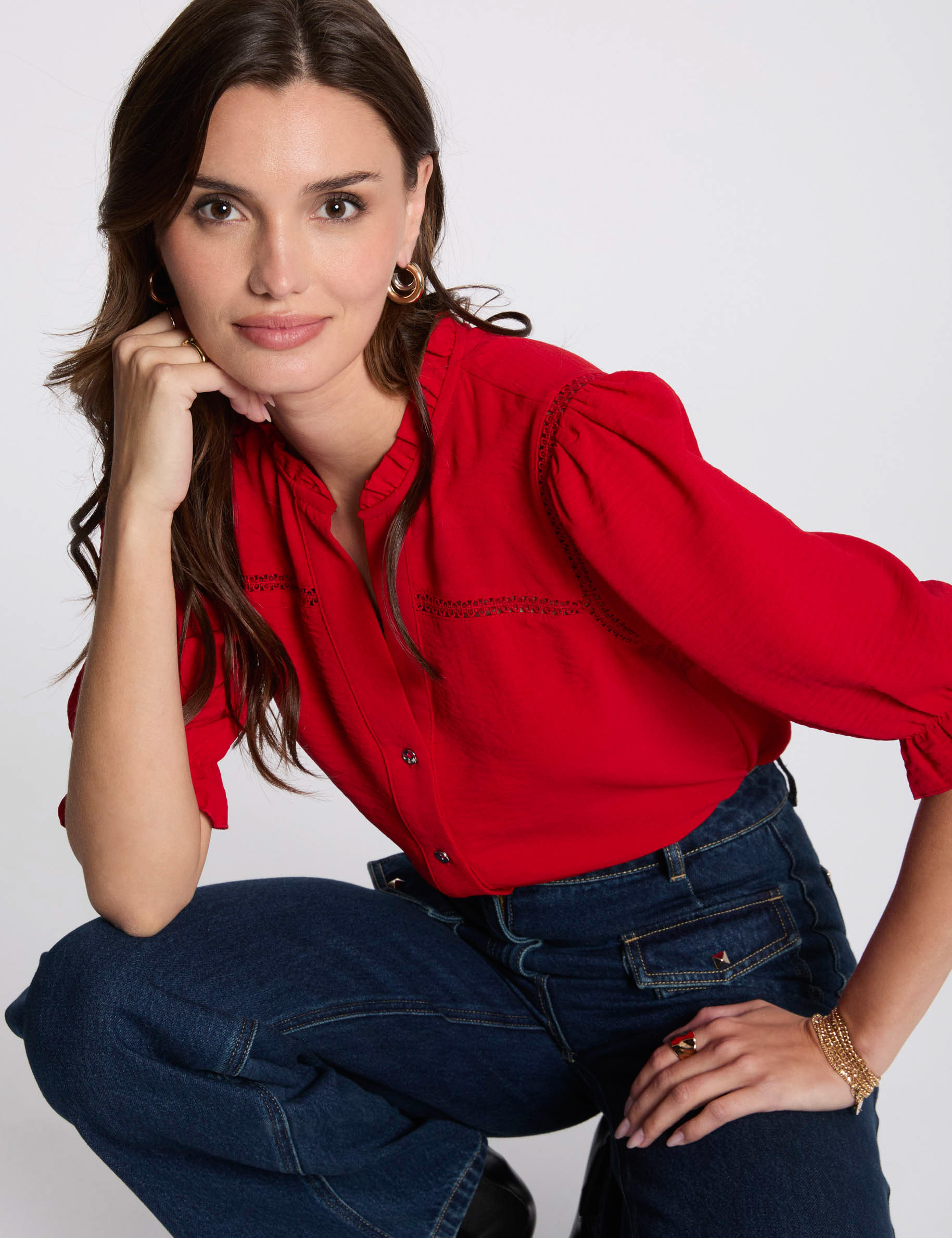 Blouse manches 3/4 rouge femme | Morgan