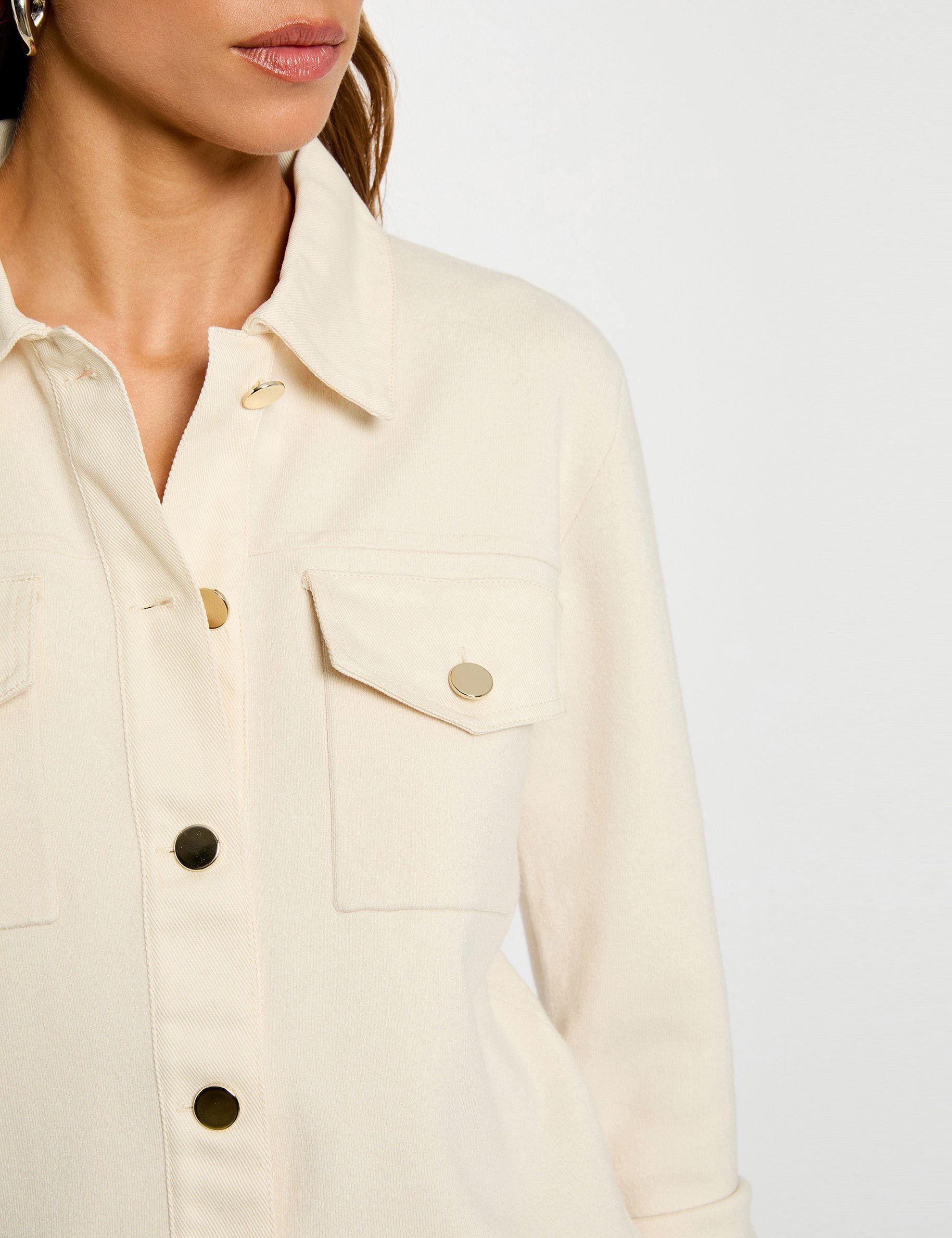 Pull court col revers ivoire femme | Morgan