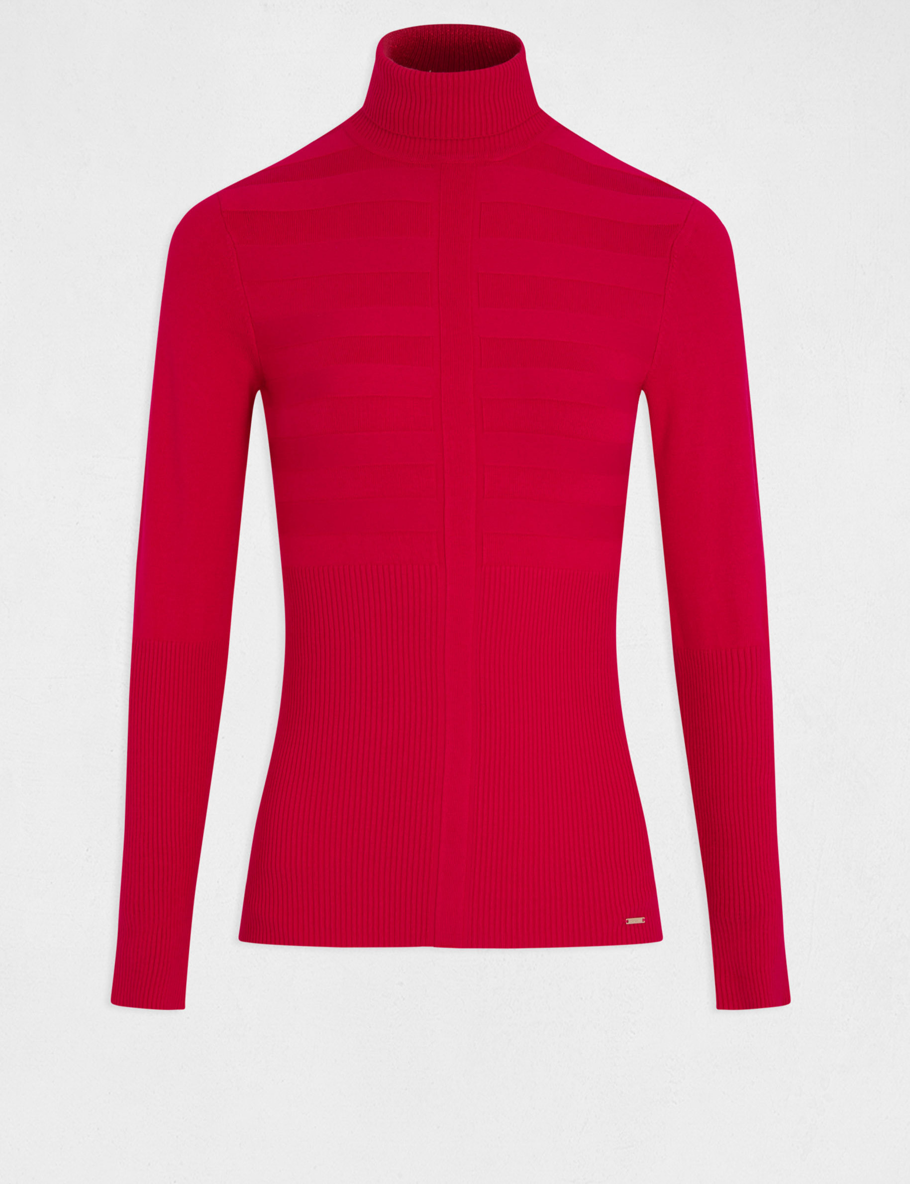 Pull col roulé ajusté rose moyen femme | Morgan