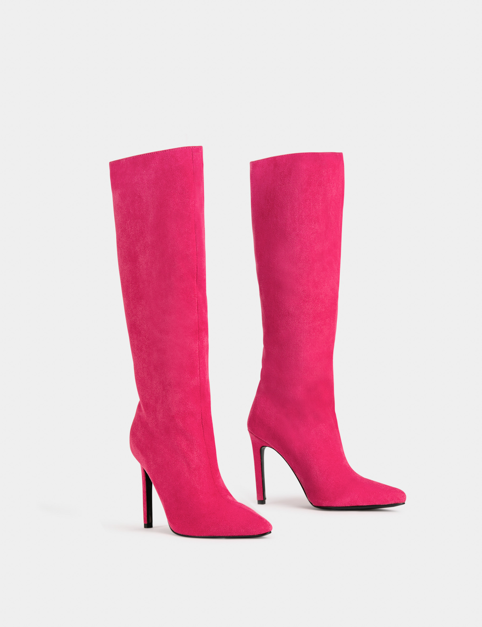 Bottes à talons aiguilles en cuir rose femme | Morgan