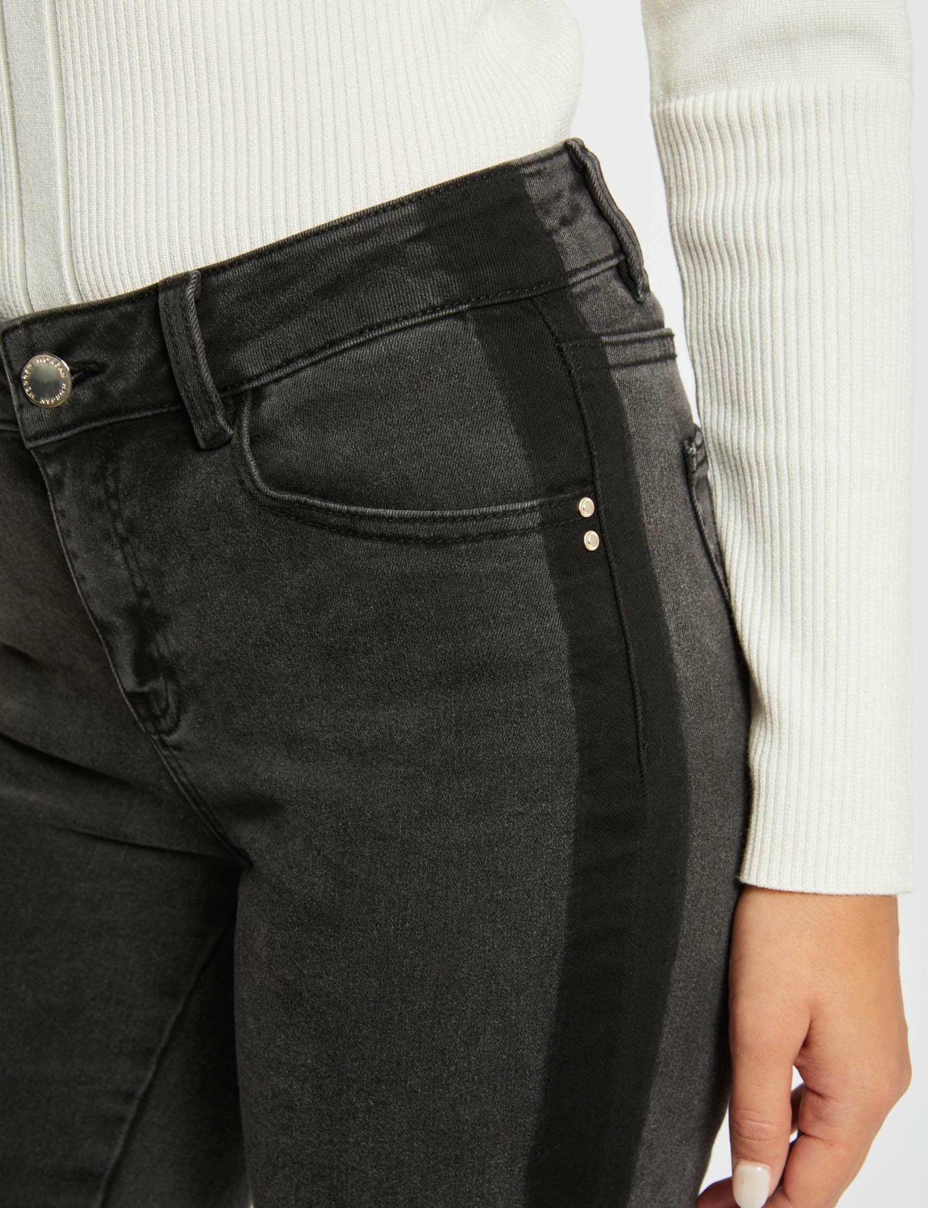 Jeans skinny avec bandes côtés gris moyen femme | Morgan