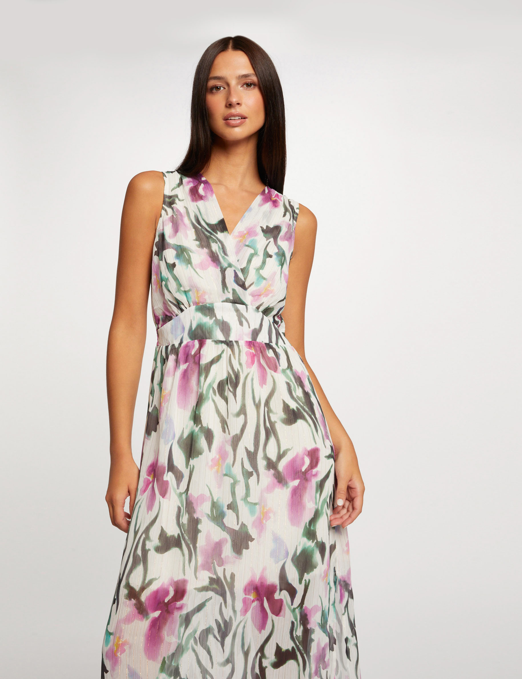 Robe longue droite imprimé floral multico femme | Morgan