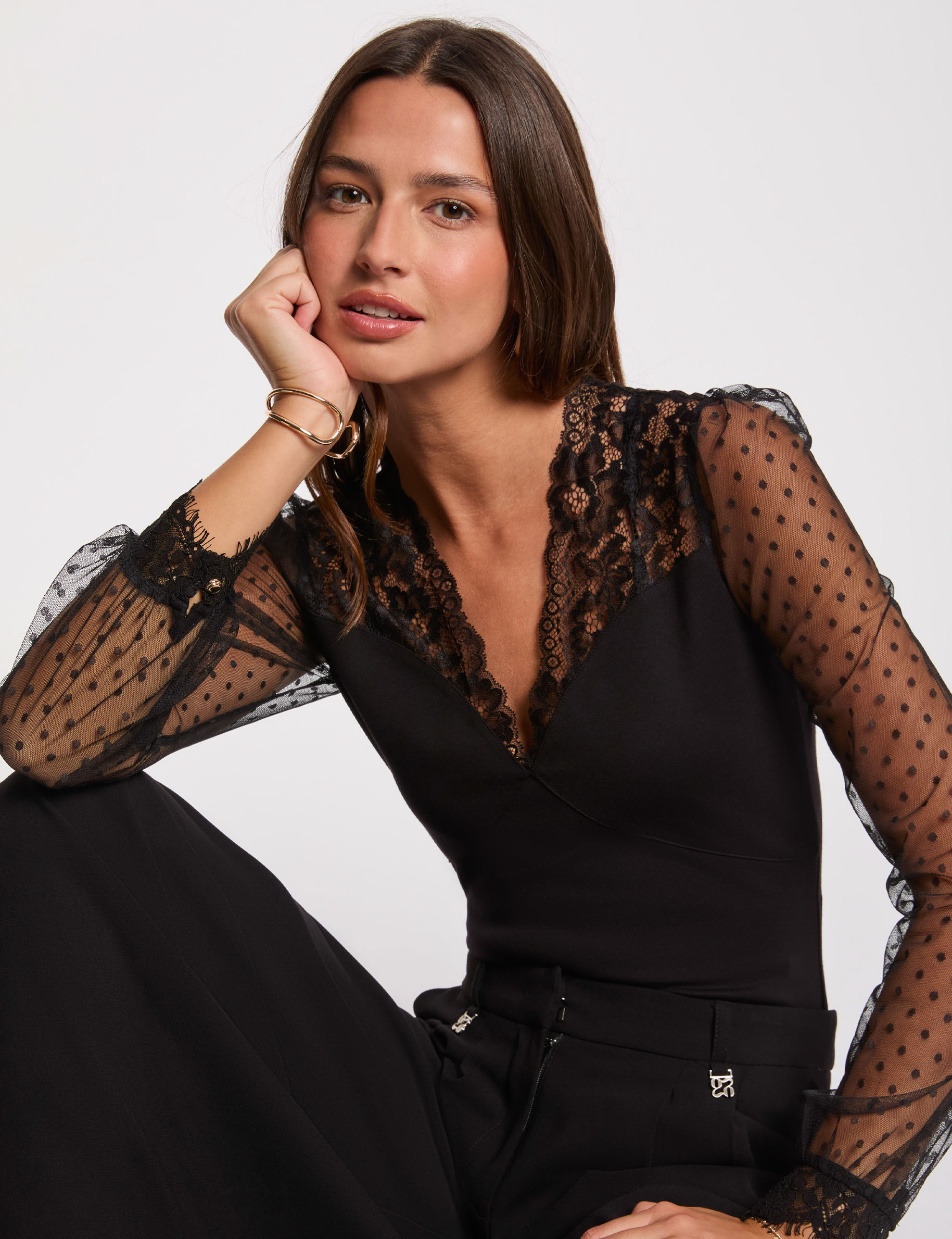 Body manches longues noir femme | Morgan