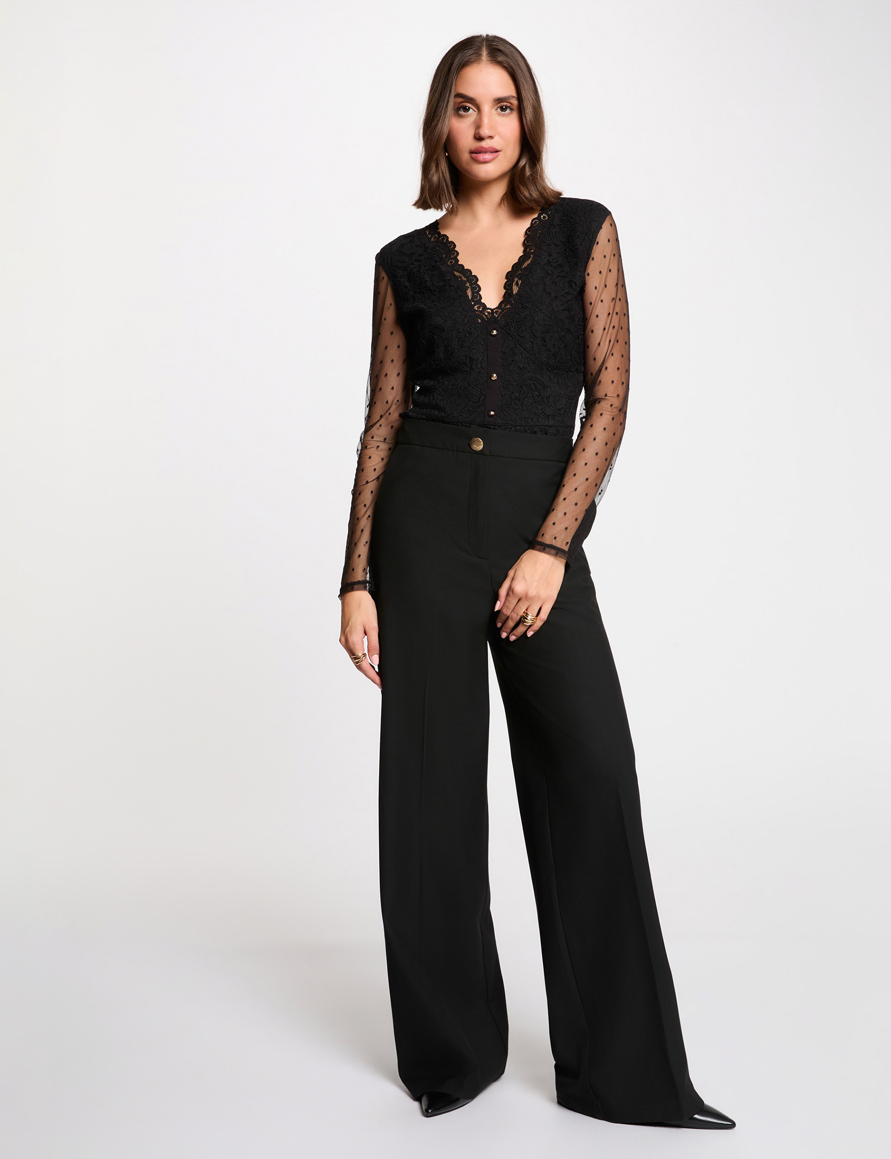 Body dentelle col v noir femme | Morgan