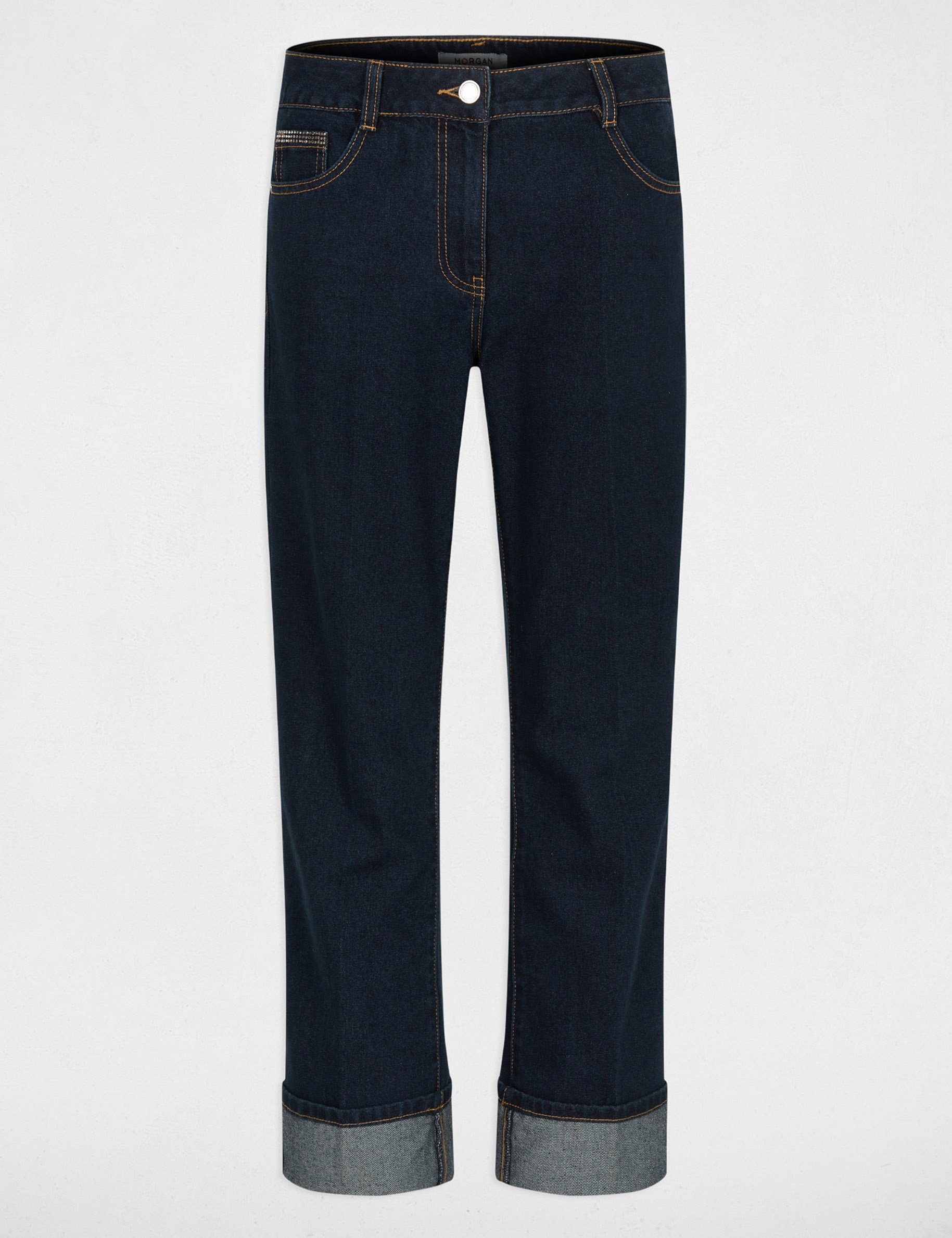 Jean droit strass denim brut femme | Morgan
